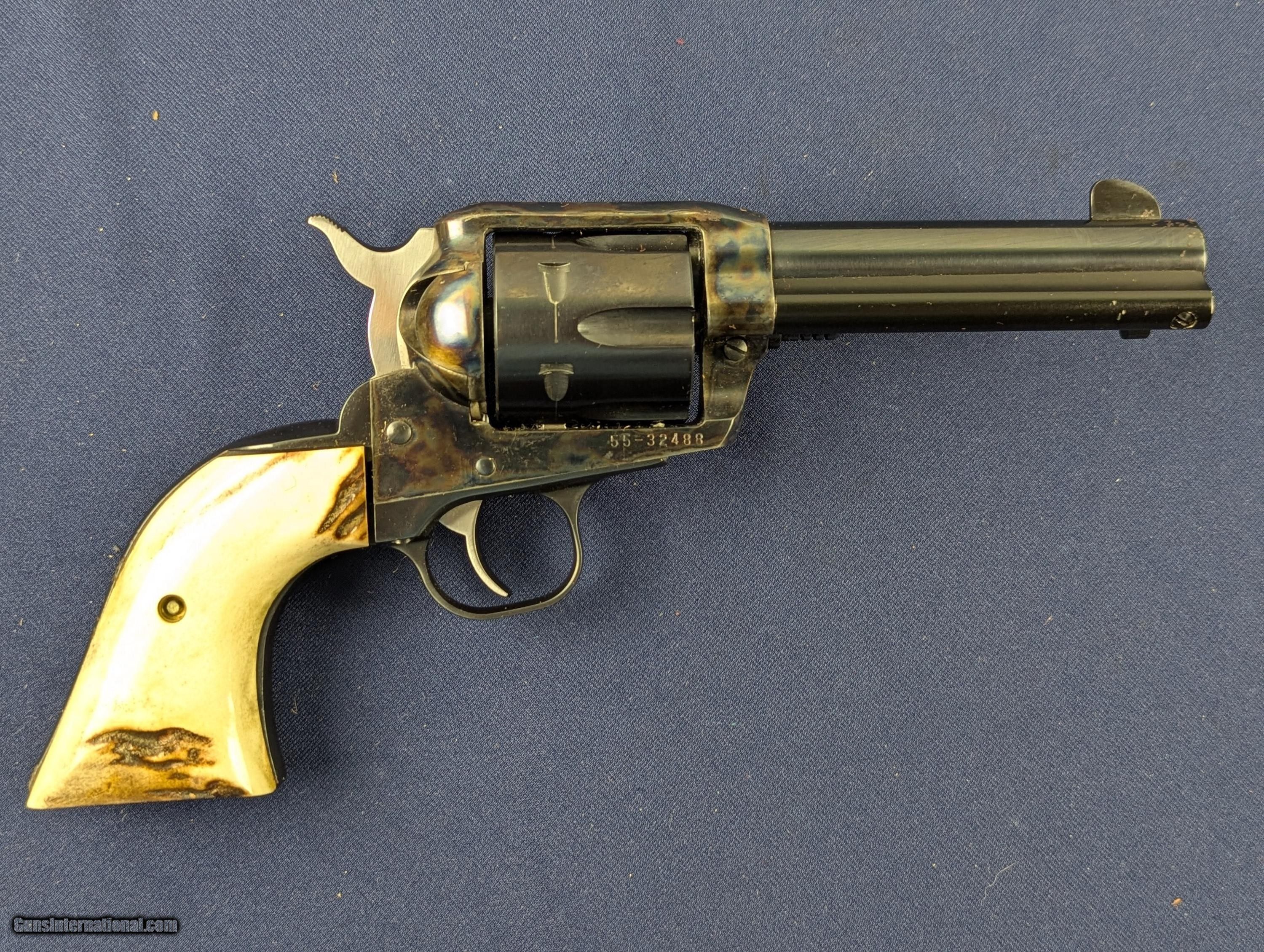 Fine Vintage Old Model Ruger .45 Revolver with Stag Grips