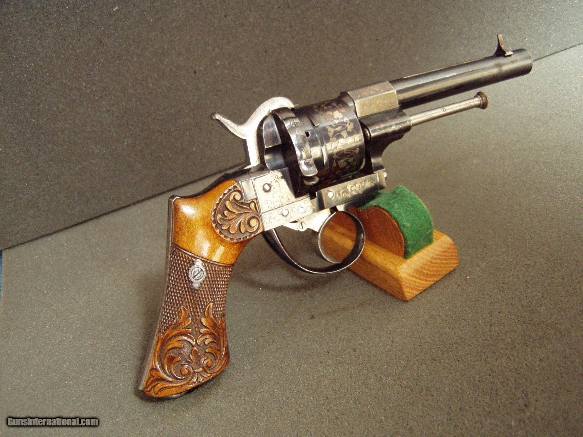 SCHWARTZ & FELZ GERMAN PINFIRE REVOLVER- "SILVER FOLIATE ENGRAVED ...