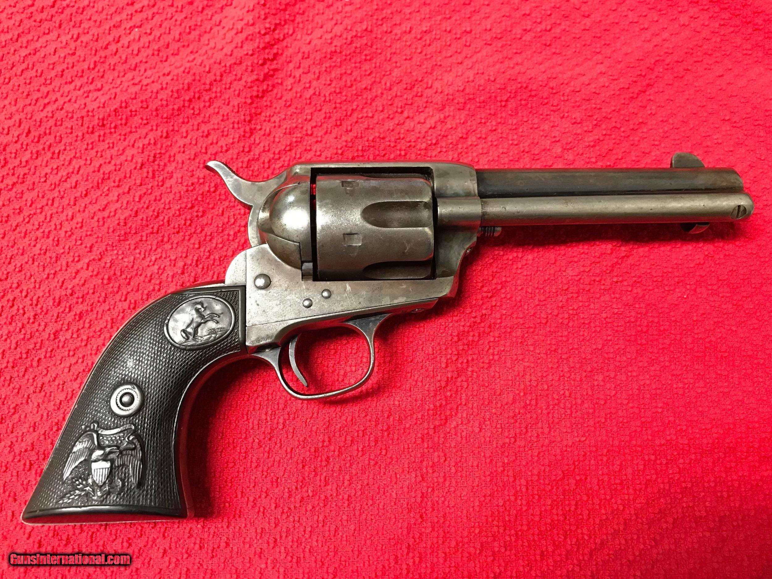 Colt Single Action Army 45 x 4-3/4 Blue with eagle rubber stocks ...