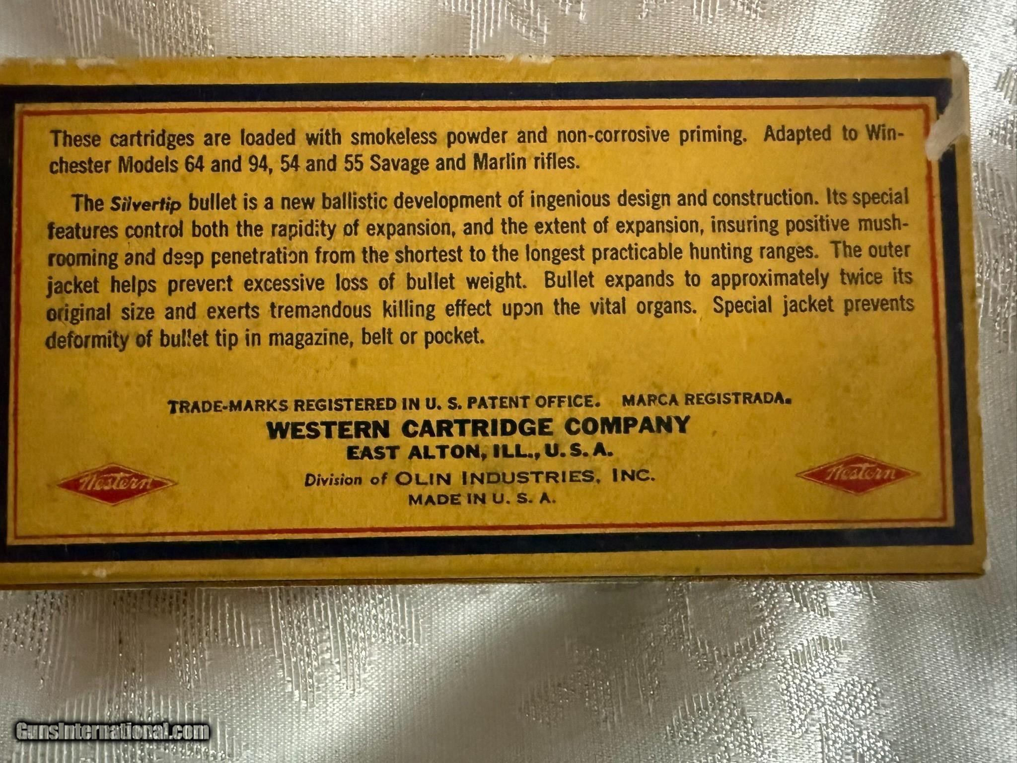 Western Super-X 30-30 Wiinchester Silvertip 170 Grain Vintage