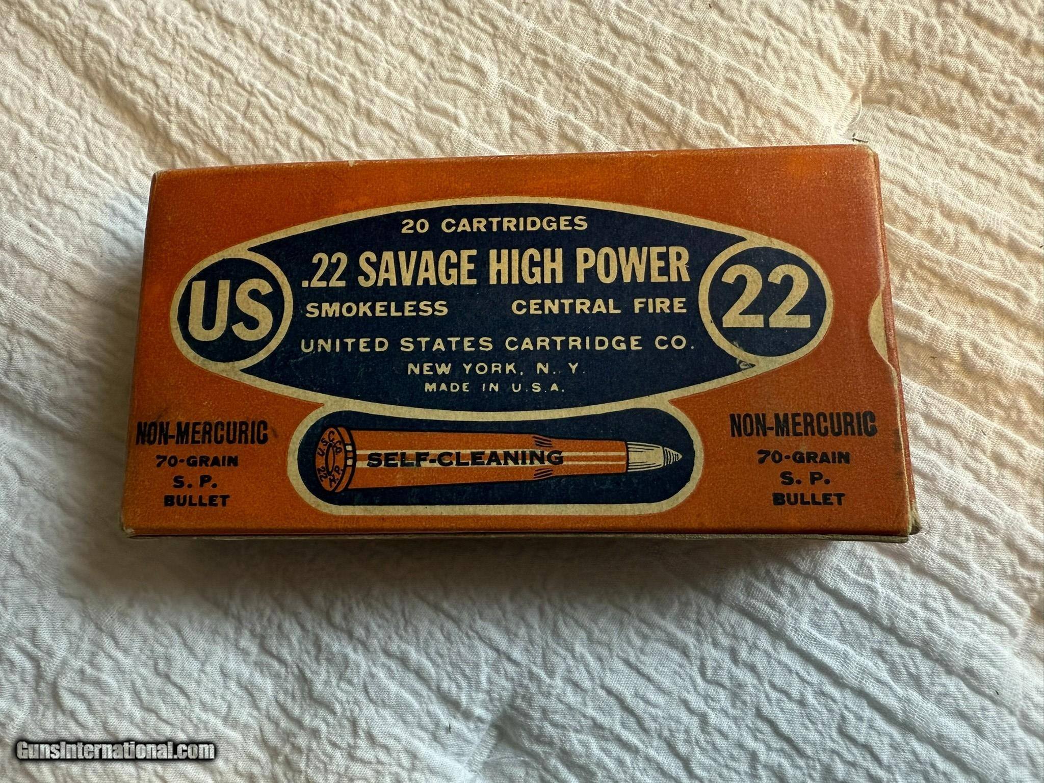 22 Savage High Power US Self Cleaning Vintage Bullets