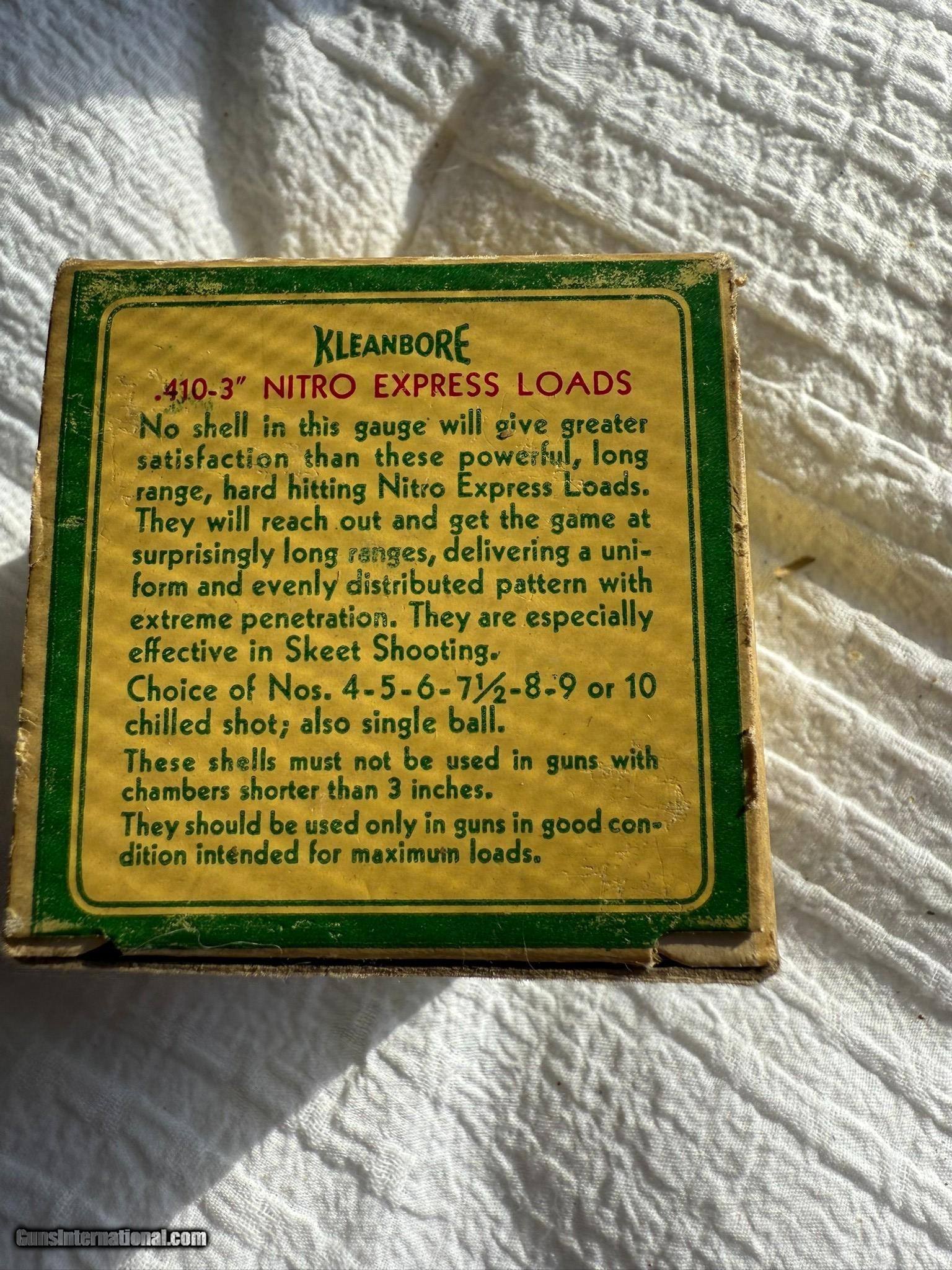 Vintage Remington Kleanbore Nitro Express 410 Shells for sale