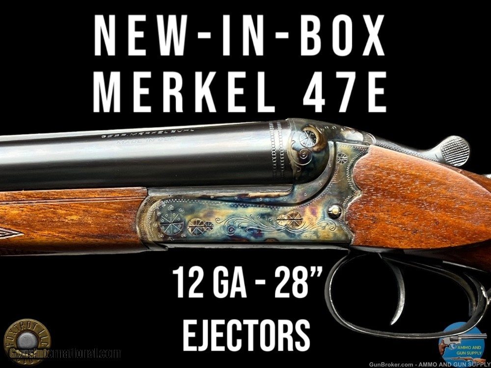 NIB MERKEL 47E 12 GAUGE SXS 28" - CASE COLOR - STRAIGHT GRIP CYL/MOD - 1990