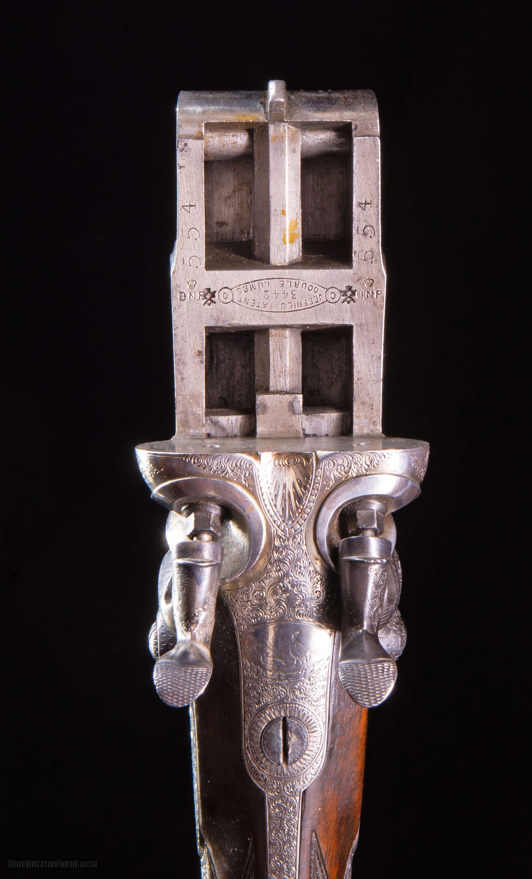 George Jefferies 12g. hammer with forward lever and rare patent and a ...