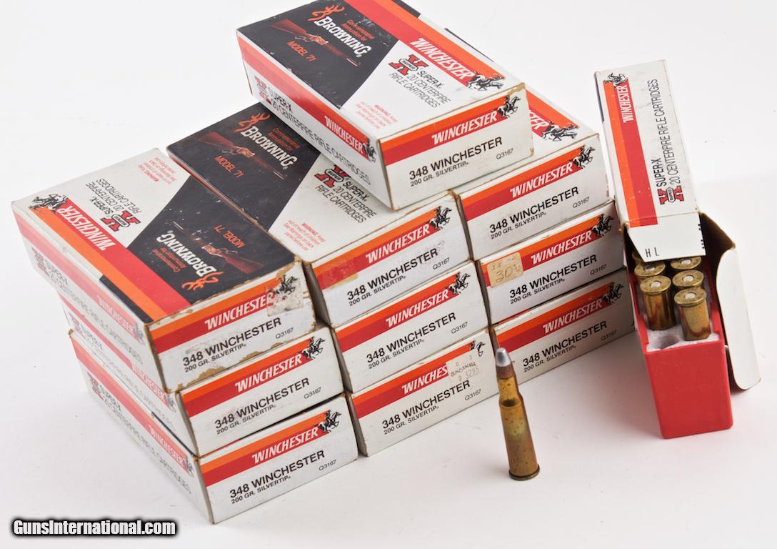 WINCHESTER .348 WIN. 200 GRAIN SILVERTIP AMMO - 6 BOXES OF 20 CARTRIDGES