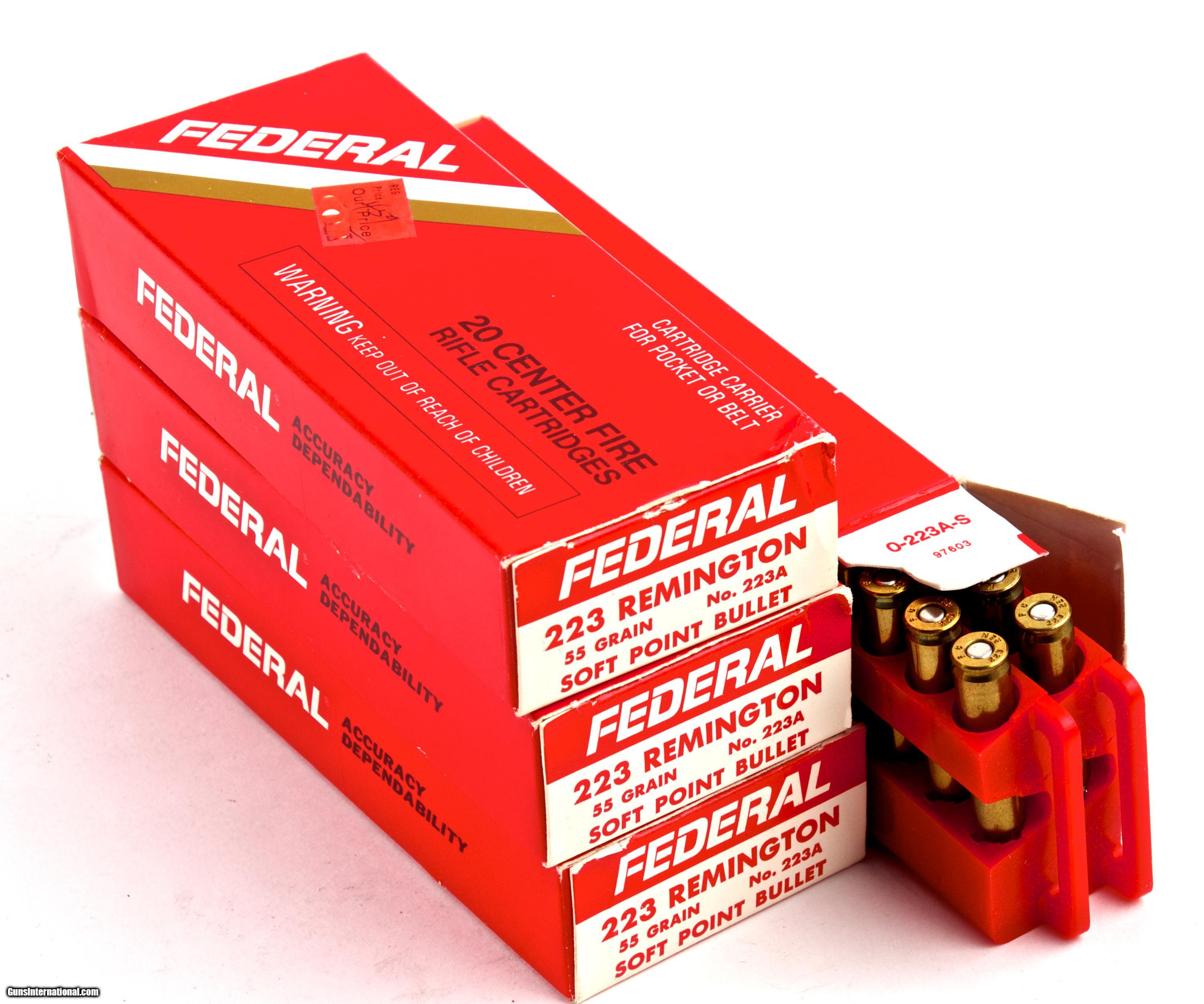 FEDERAL .223 REMINGTON 55 GRAIN SOFT POINT AMMO ; 4 BOXES OF 20