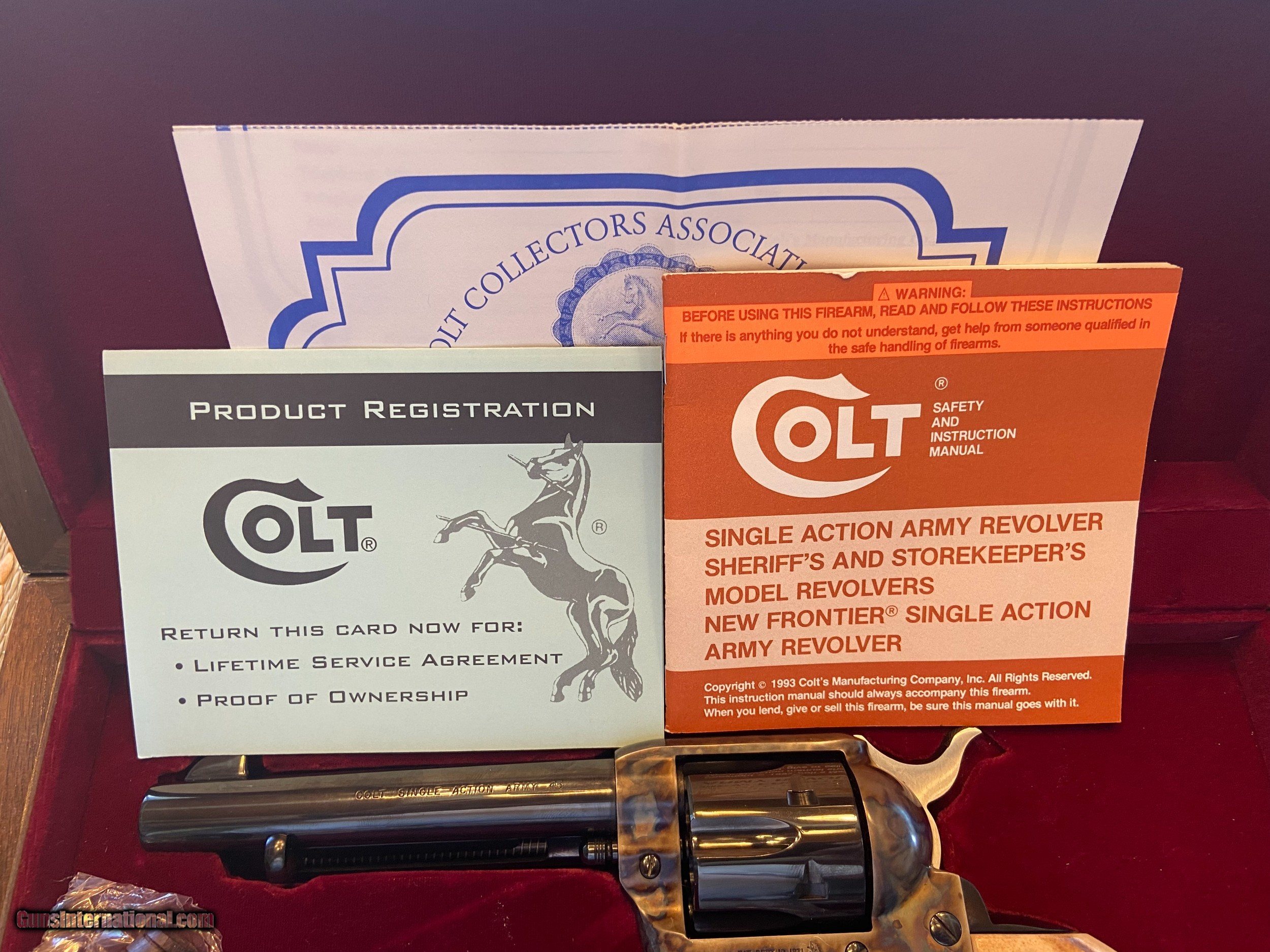 COLT SAA 5 1/2" 45 LC -- SAMBAR STAG GRIPS IN PRESENTATION COLT CASE ...