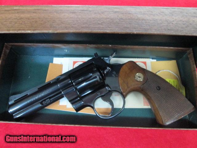 COLT PYTHON 4" BLUE ALL ORIGINAL CIRCA 1968 WITH BOX AND PAPERS
