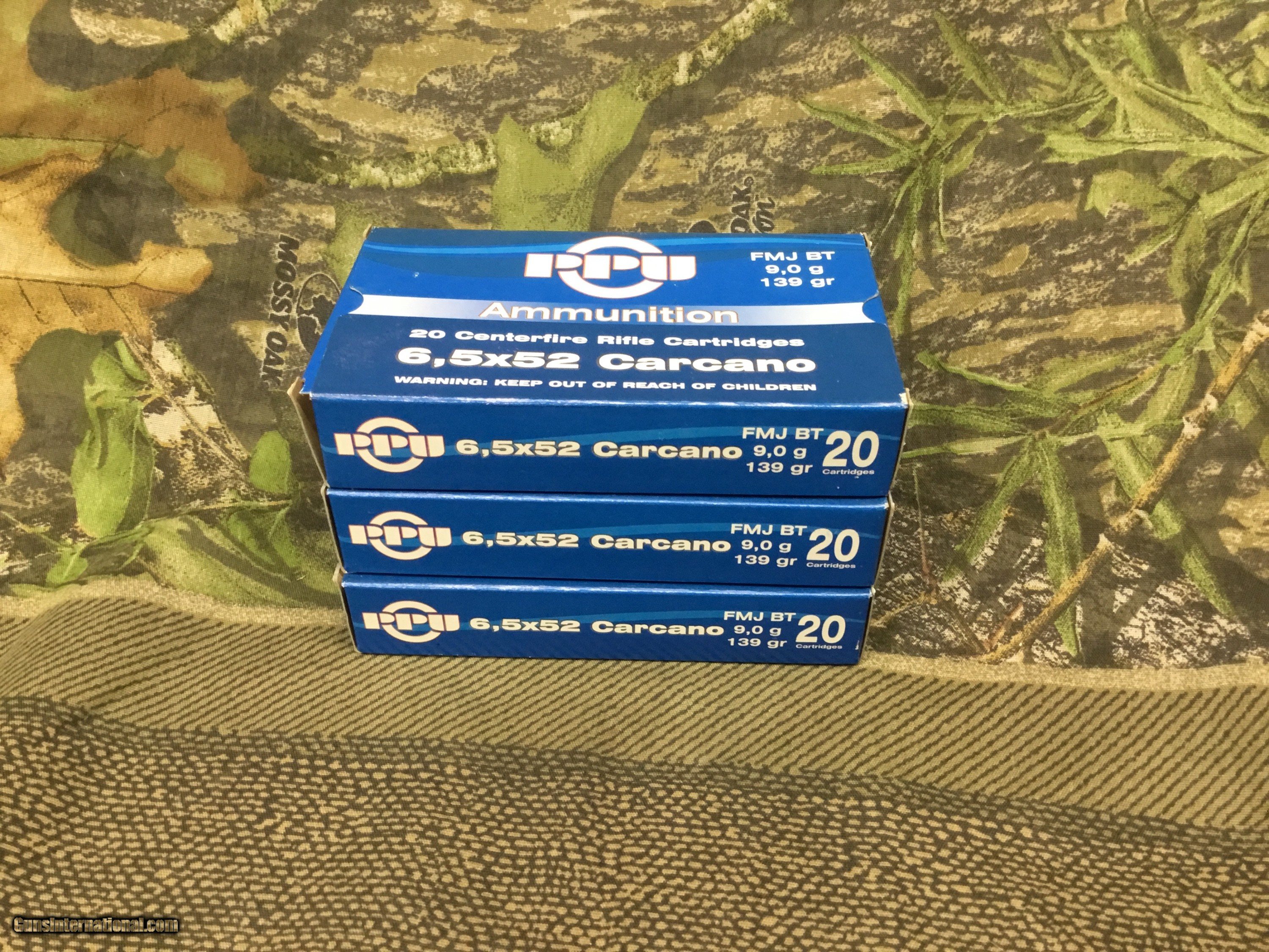PPU 6.5X52 Carcano FMJ BT 139 gr Ammo...........60 rounds