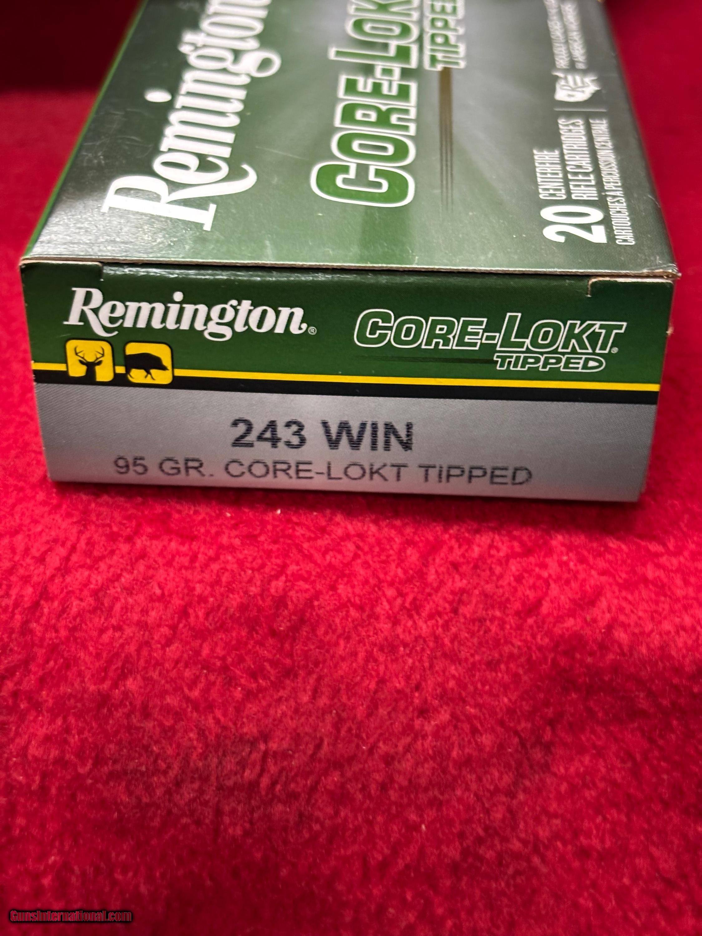 Remington 243 Winchester 95 gr. Core-Lokt Tipped....80 rounds for sale