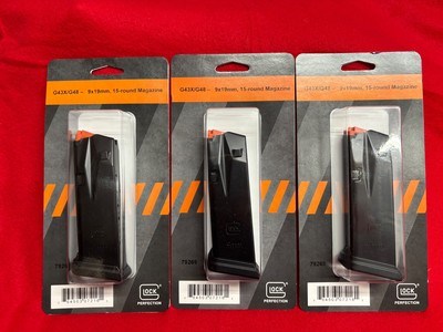 Set of 3 NEW OEM Factory Glock 43x and G48 15 Round Magazines Verified ...