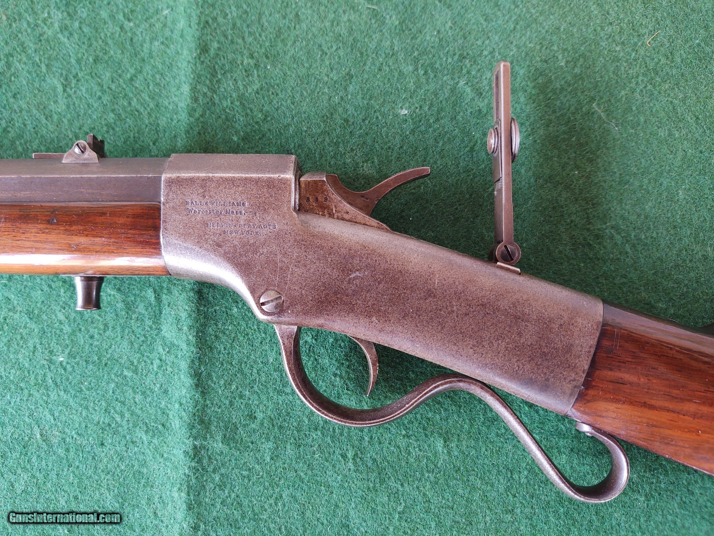 BALL & WILLIAMS BALLARD SINGLE SHOT RIFLE, 44 RF
