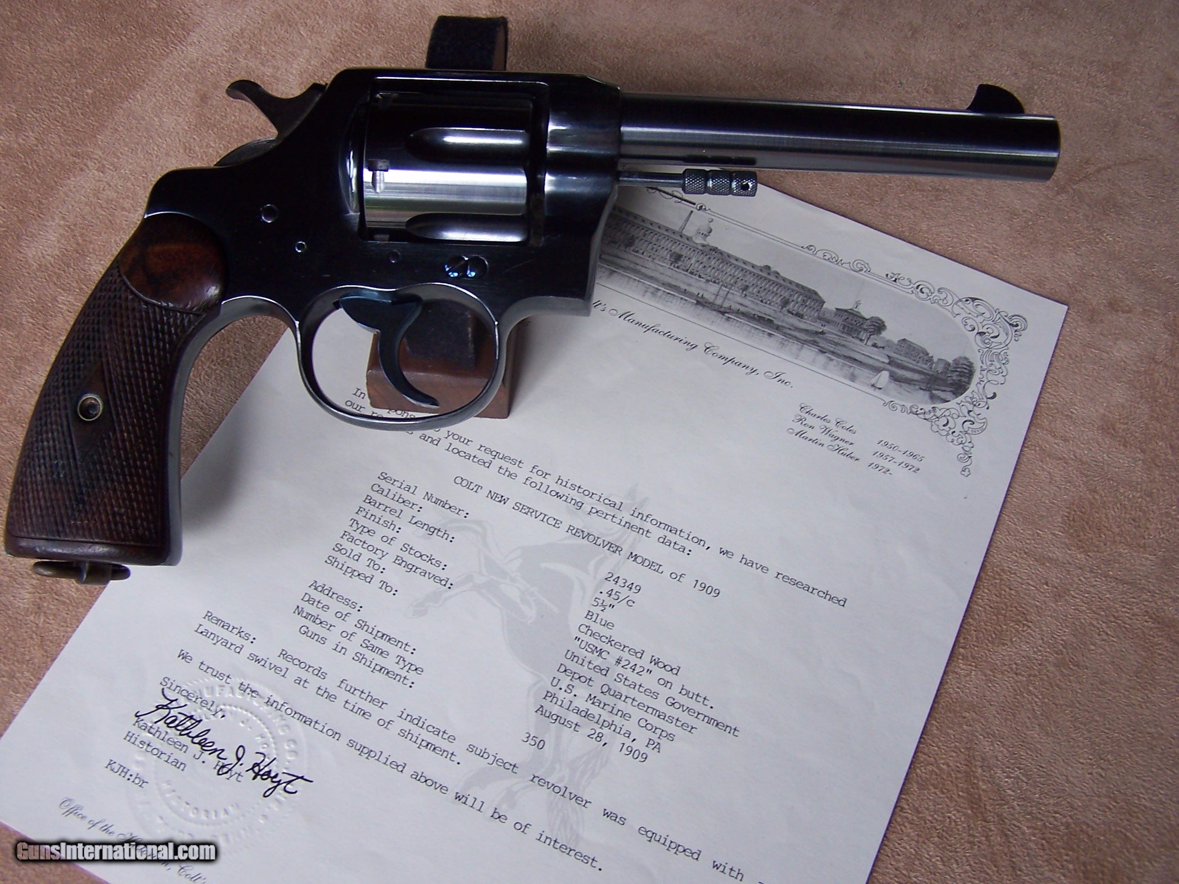 Very Rare Colt United States Marine Corps New Service 1909 D.A. 45 Colt ...