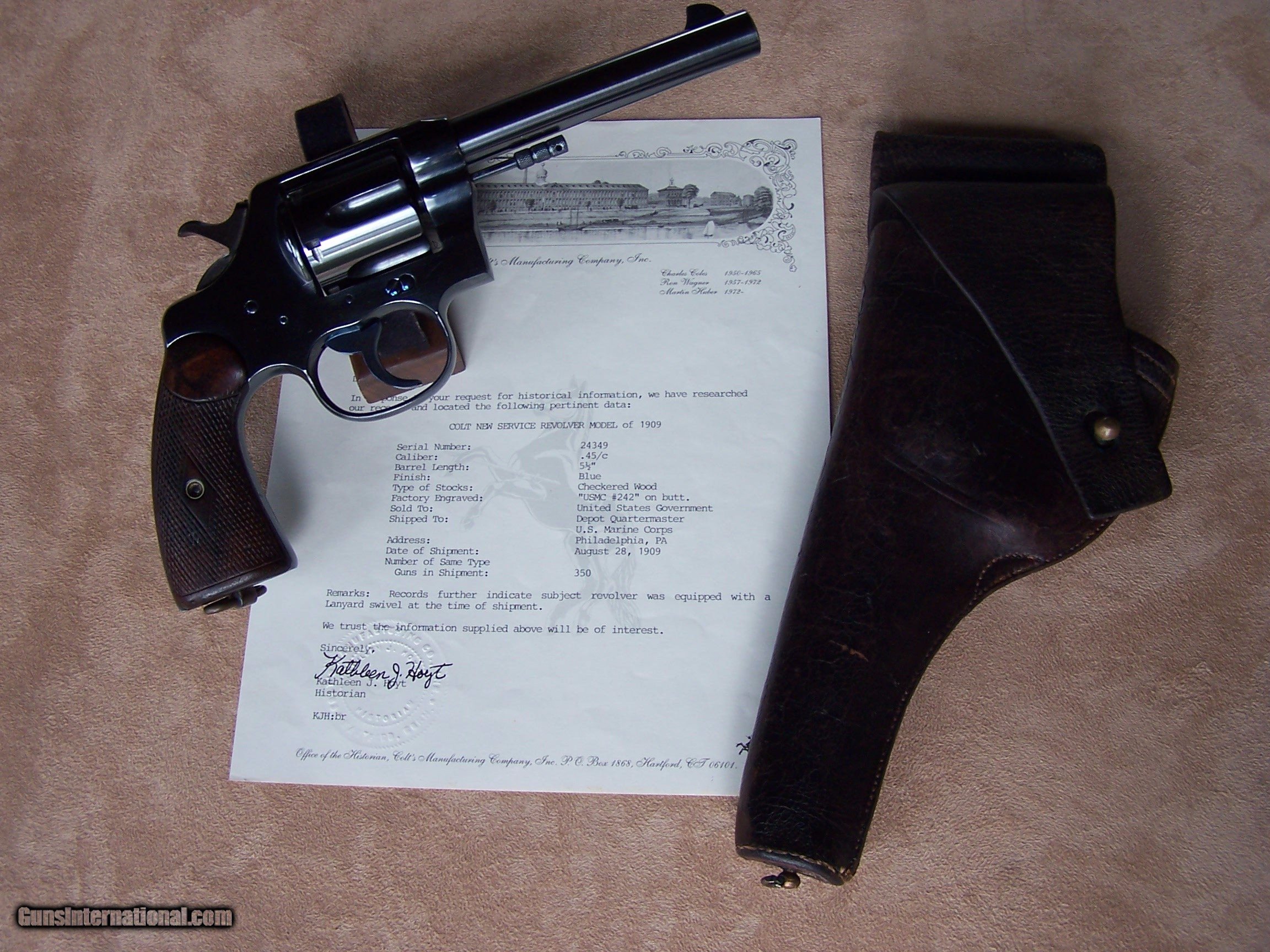 Very Rare Colt United States Marine Corps New Service 1909 D.A. 45 Colt ...