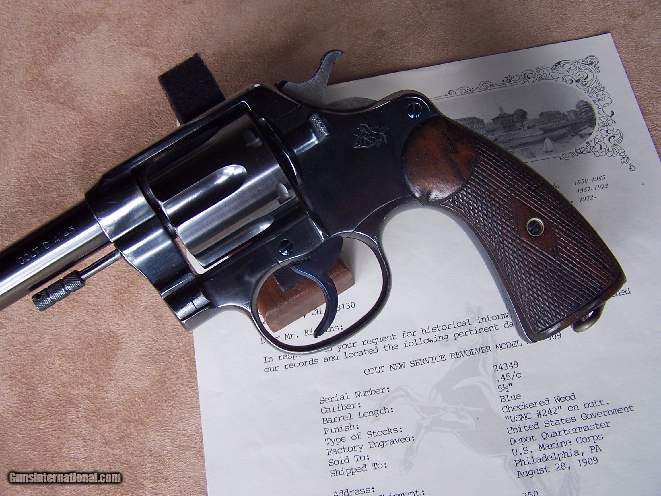 Very Rare Colt United States Marine Corps New Service 1909 D.A. 45 Colt ...