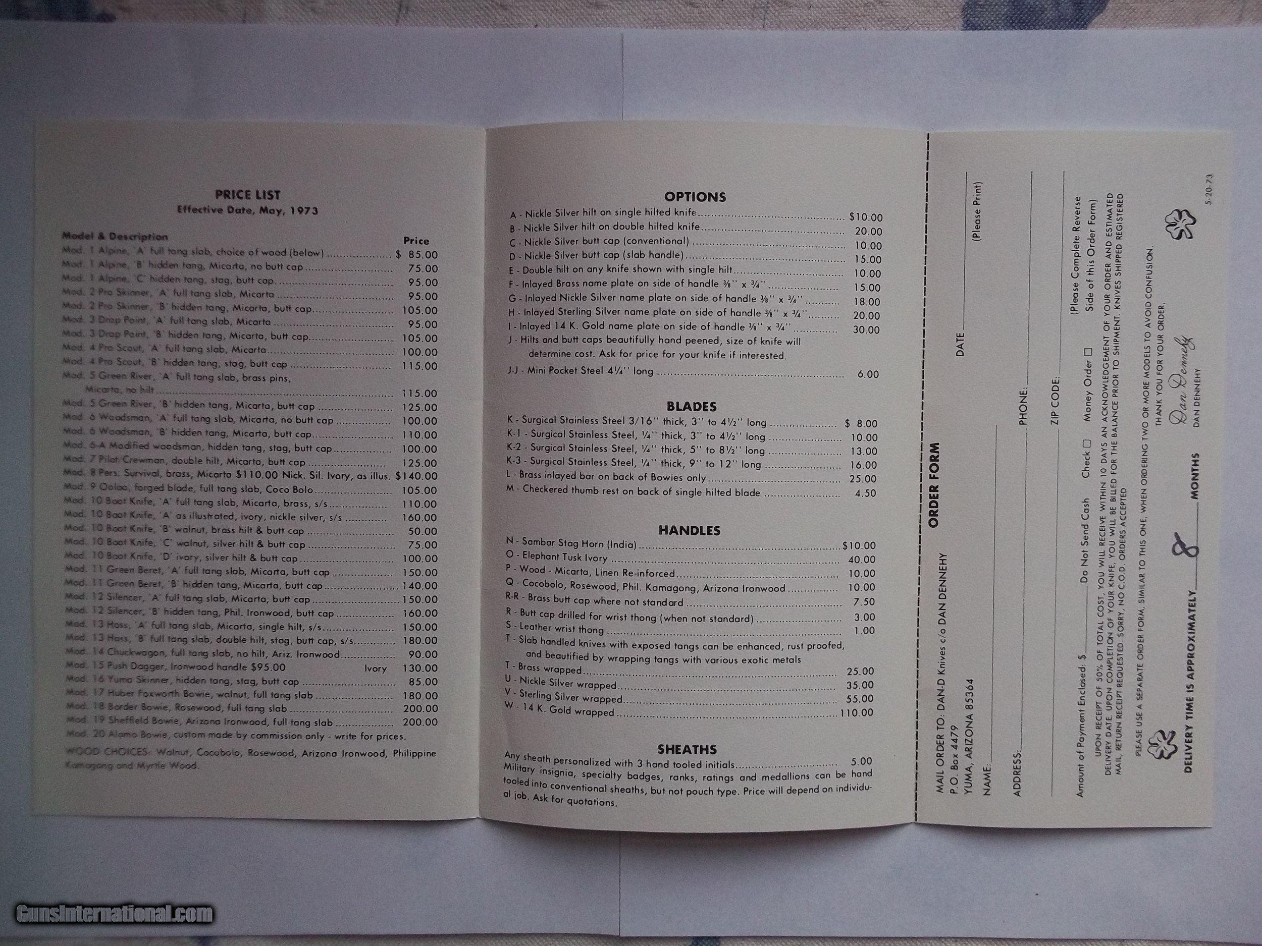 Vintage DAN-D Custom Knives by Dan Dennehy 1973 Original Catalog ...