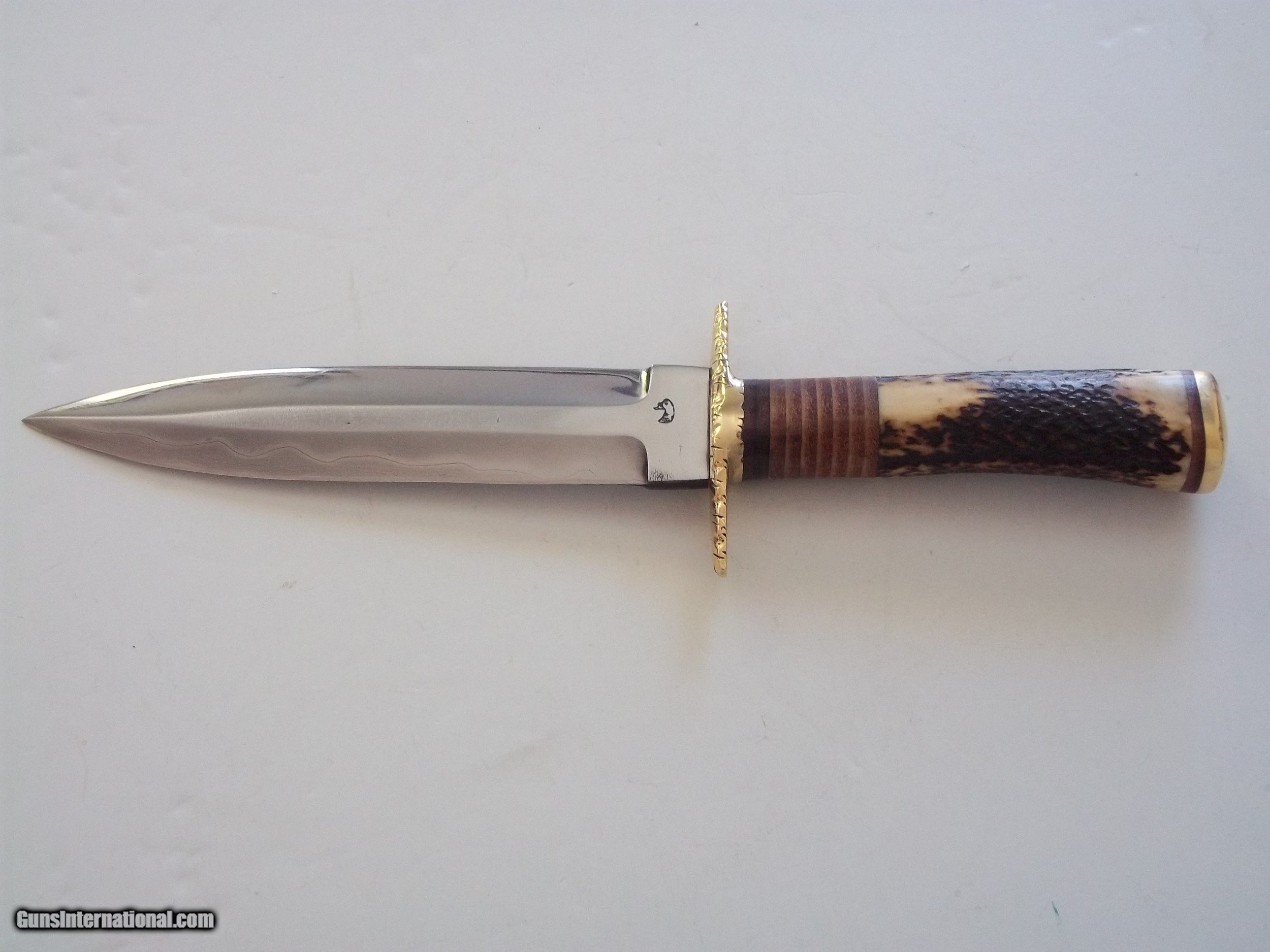 Hunting Dagger Sandwich steel Stag & Leather washers Handle Brass ...