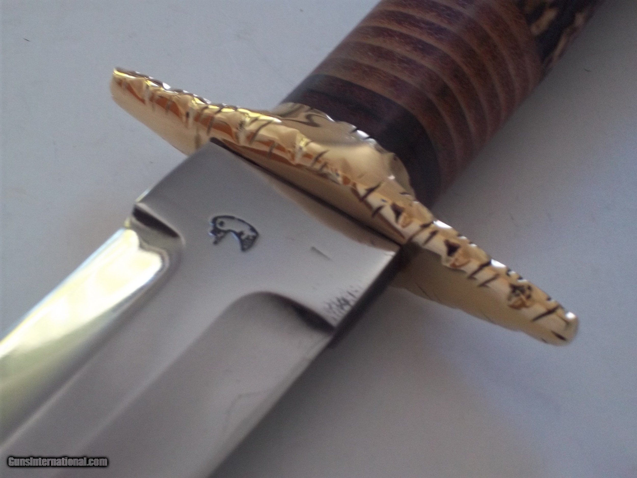 Hunting Dagger Sandwich steel Stag & Leather washers Handle Brass ...