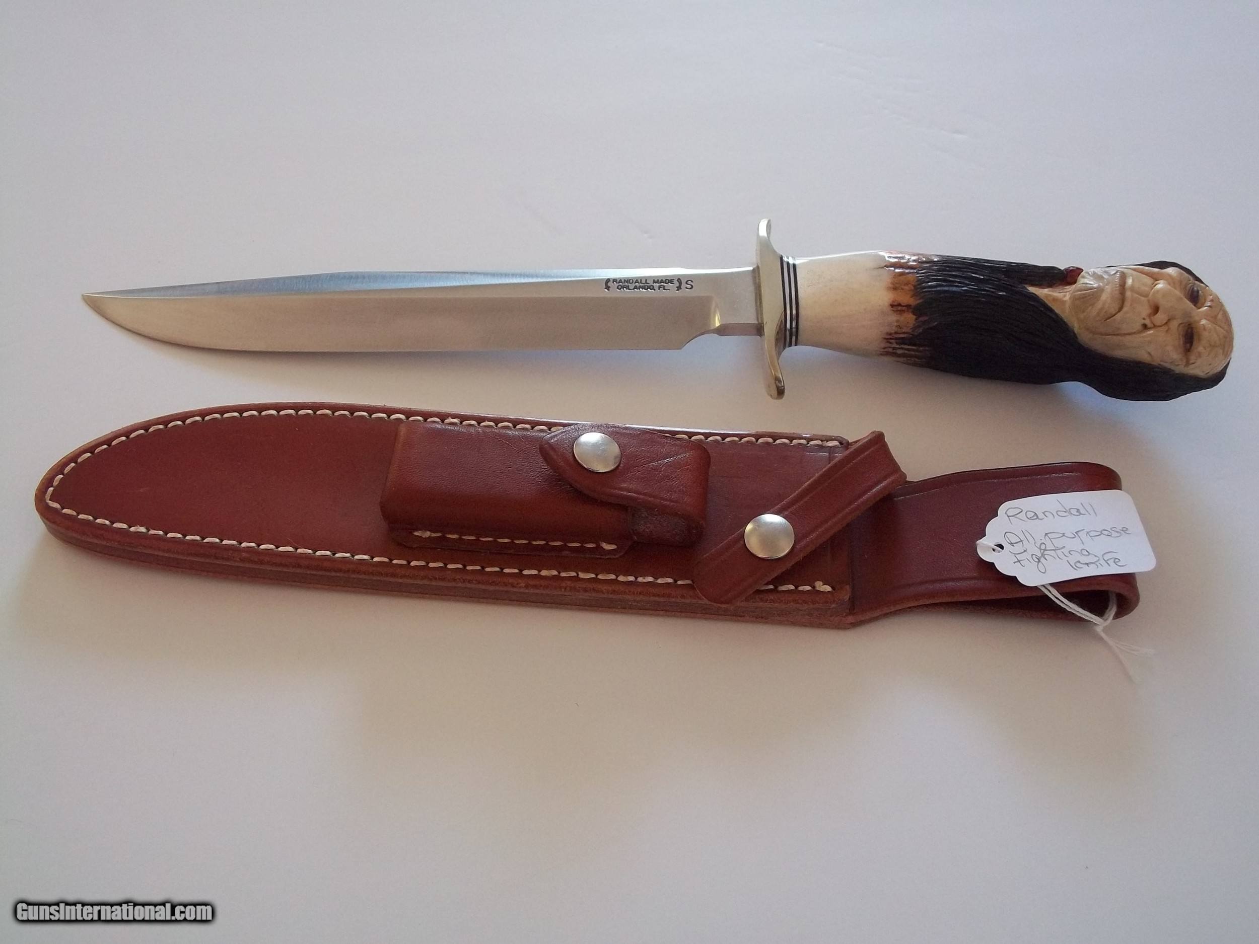 Randall Model # 1-8" All-Purpose Fighting Knife "RED CLOUD" Sambar ...