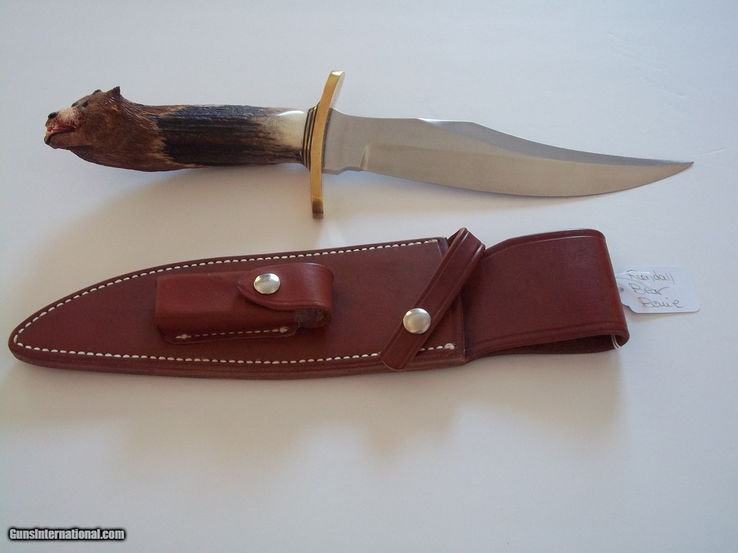 Randall Model # 12-8 Bear Bowie, Carved "Grizzly Bear" in The Crown ...