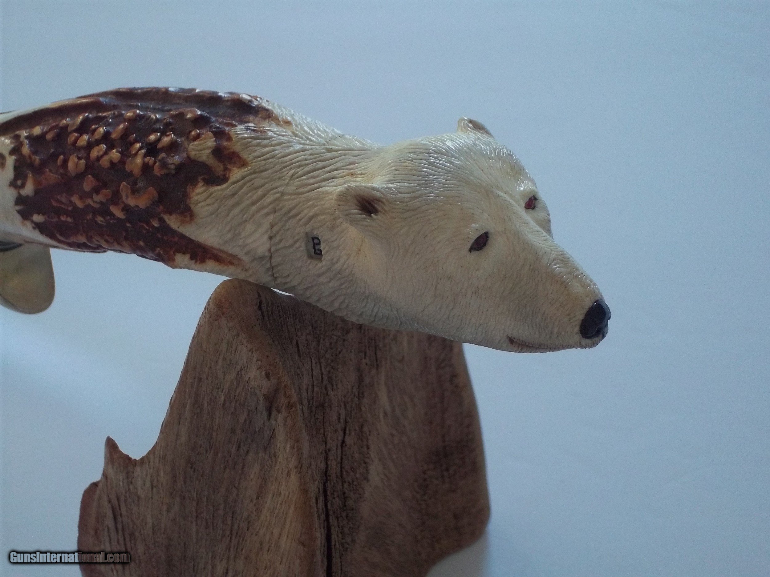 Randall Model # 11 Alaskan Skinner Sambar Stag Handle Carved Polar Bear