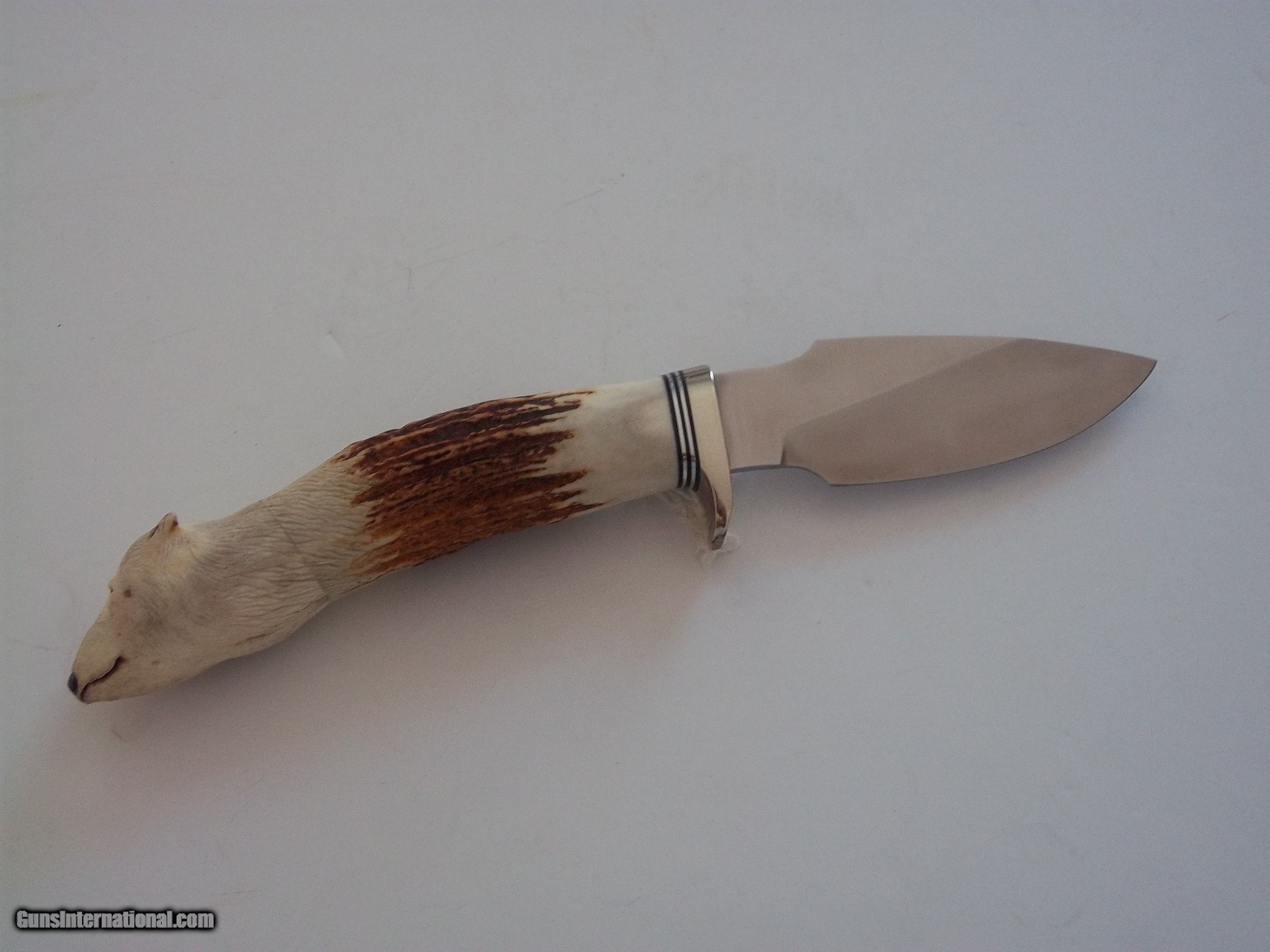 Randall Model # 11 Alaskan Skinner Sambar Stag Handle Carved Polar Bear