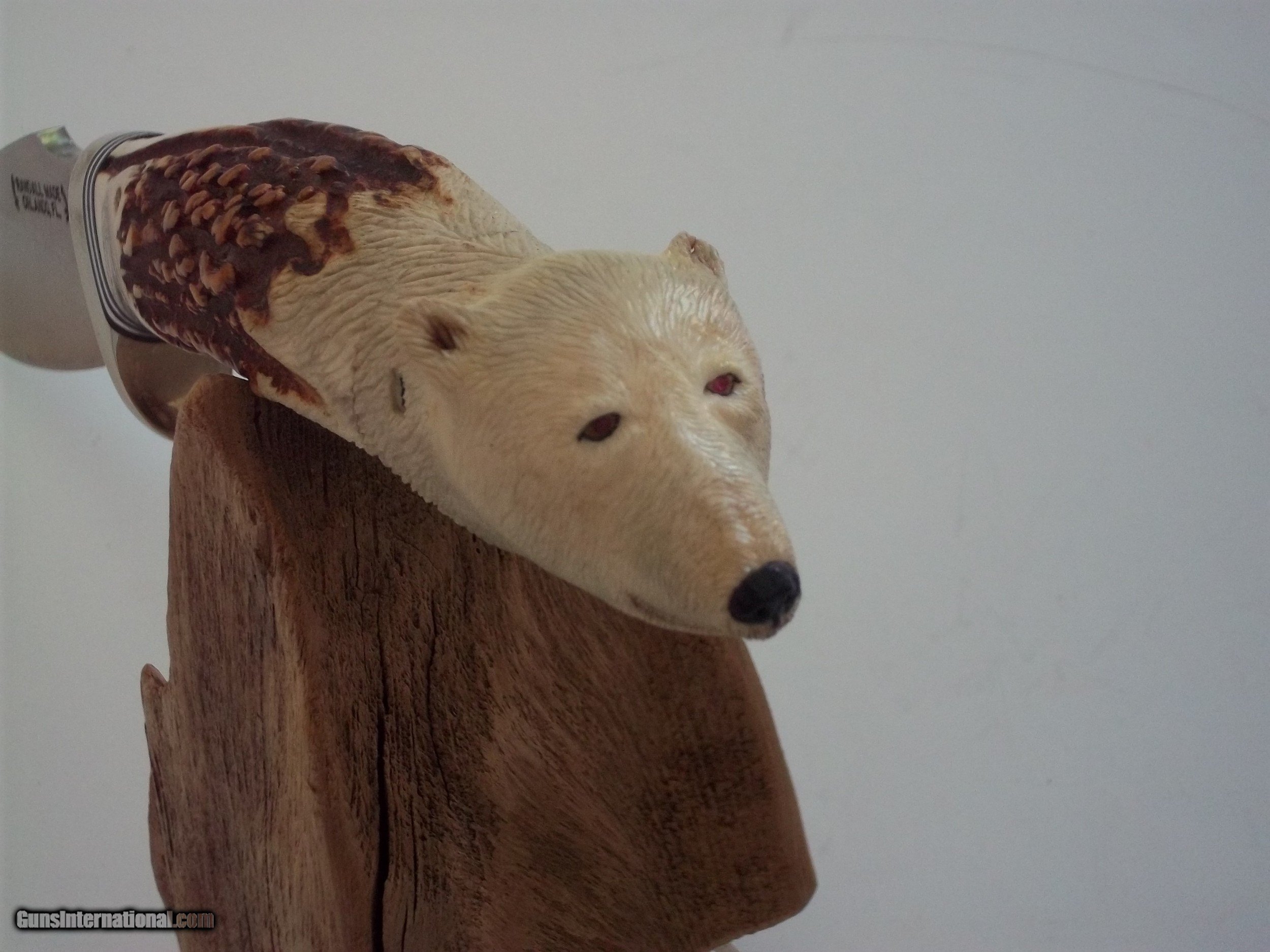 Randall Model # 11 Alaskan Skinner Sambar Stag Handle Carved Polar Bear