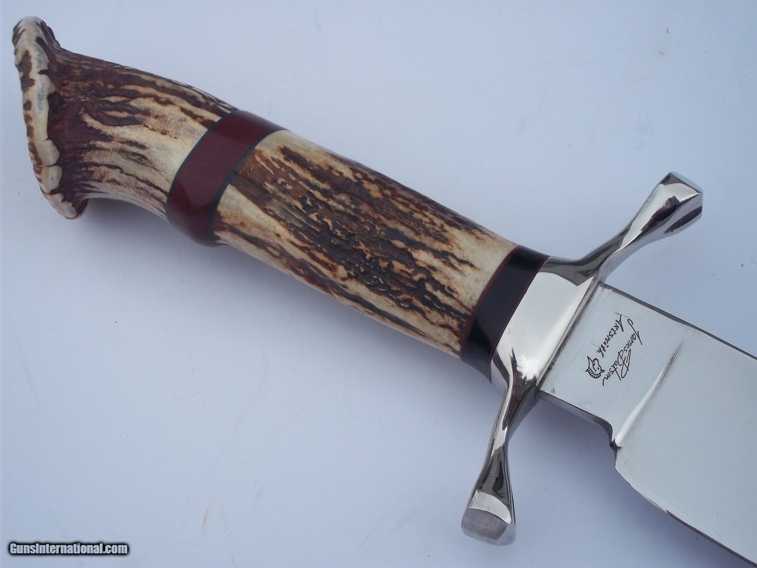 James L. Batson,Jr. "Desert Storm" Bowie German Silver Guard Crown Stag ...