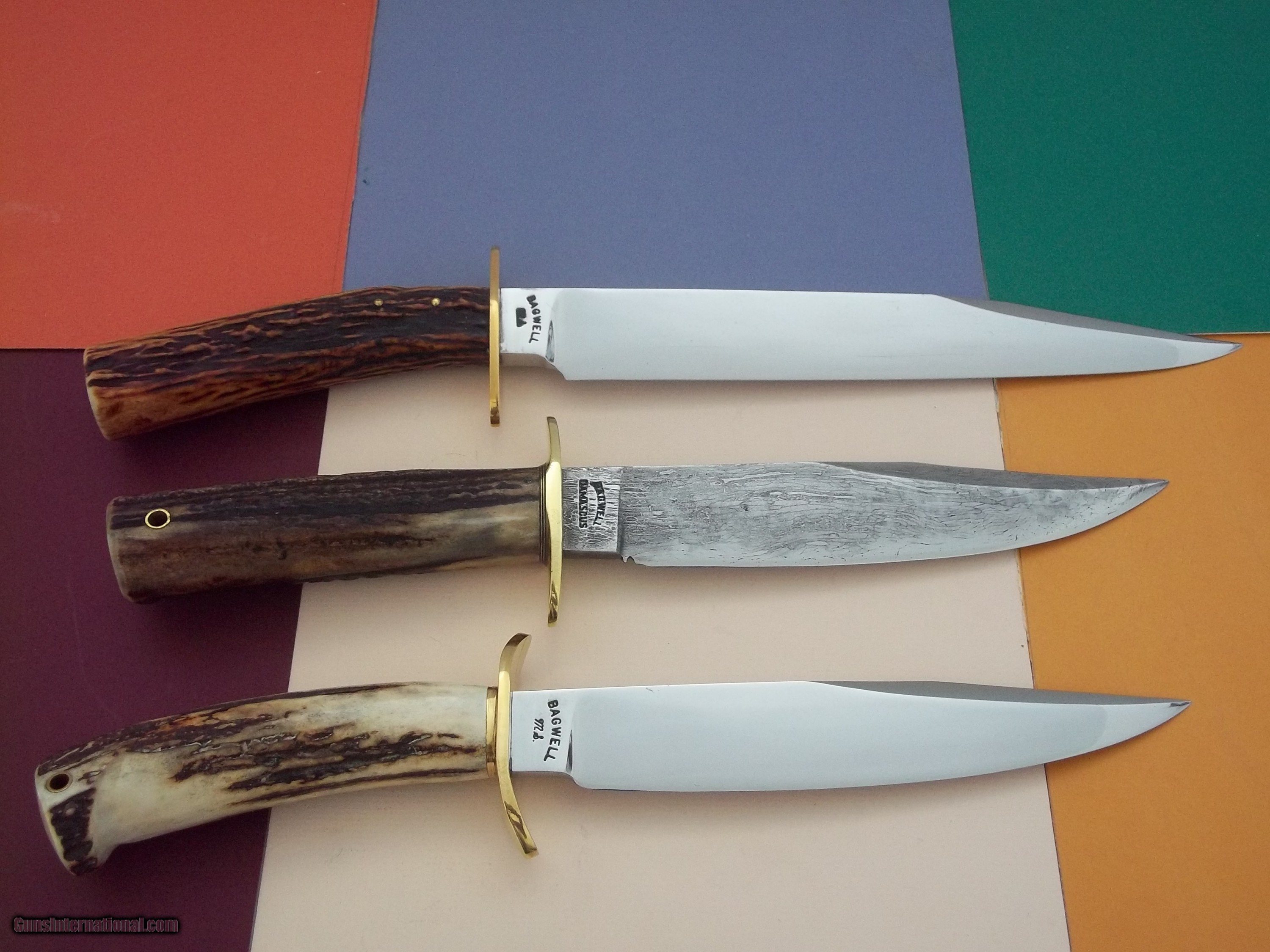 Bill Bagwell one of a kind Bowie with double brass guard with forward ...