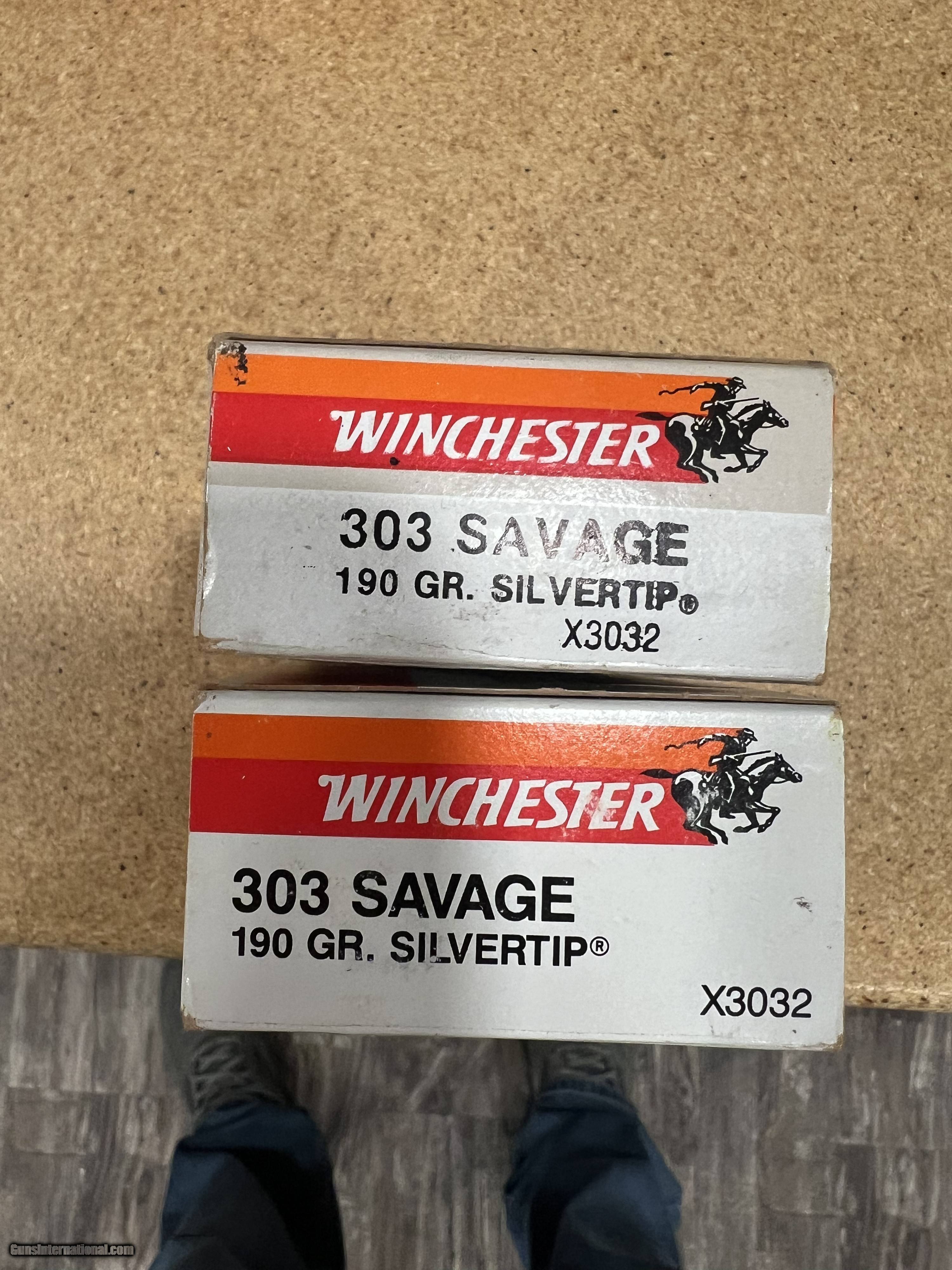 Winchester Super X 303 Savage 2 factory boxes silver tip for sale