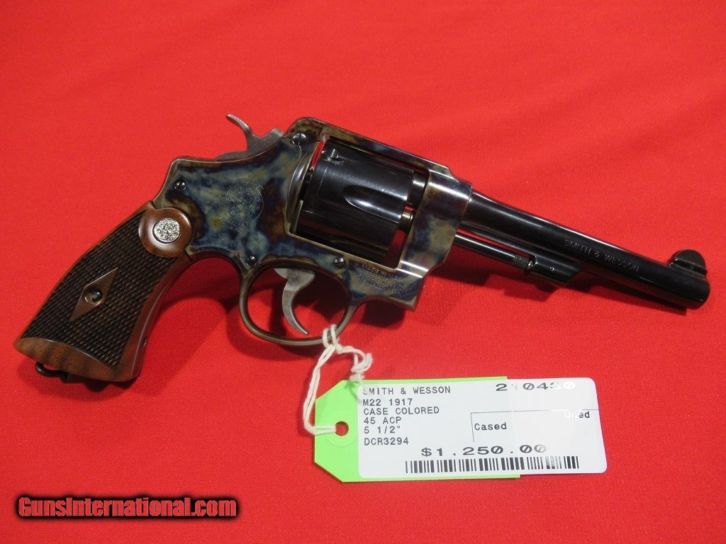 Smith & Wesson M22 1917 45acp 5 1/2" Case Colored/Blued