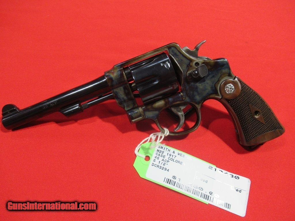 Smith & Wesson M22 1917 45acp 5 1/2" Case Colored/Blued