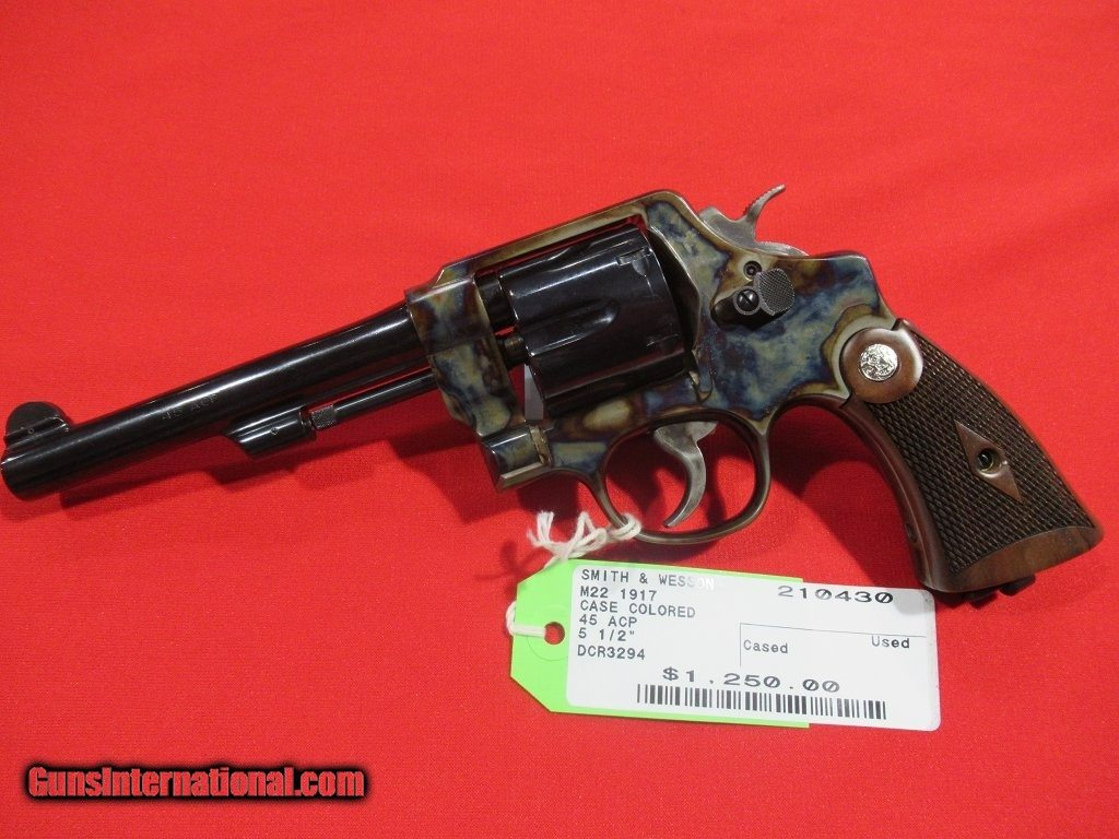 Smith & Wesson M22 1917 45acp 5 1/2" Case Colored/Blued