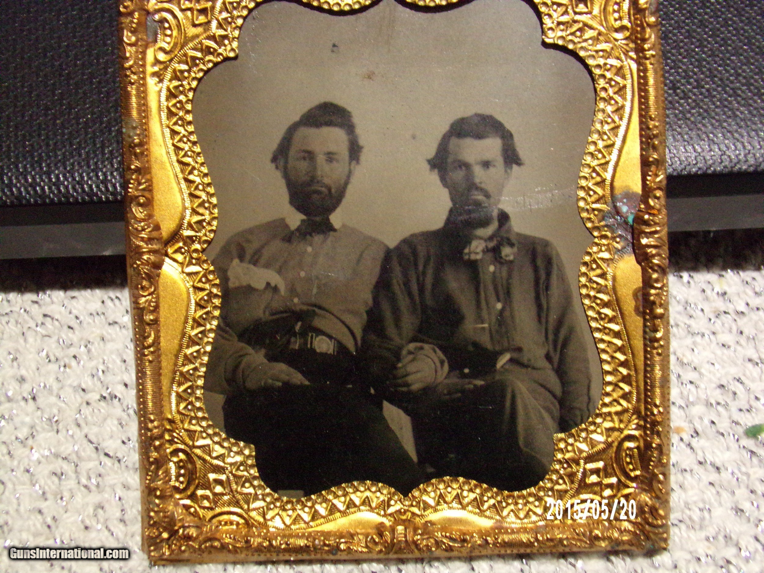 6th plate tintype of two armed Confederate soldiers