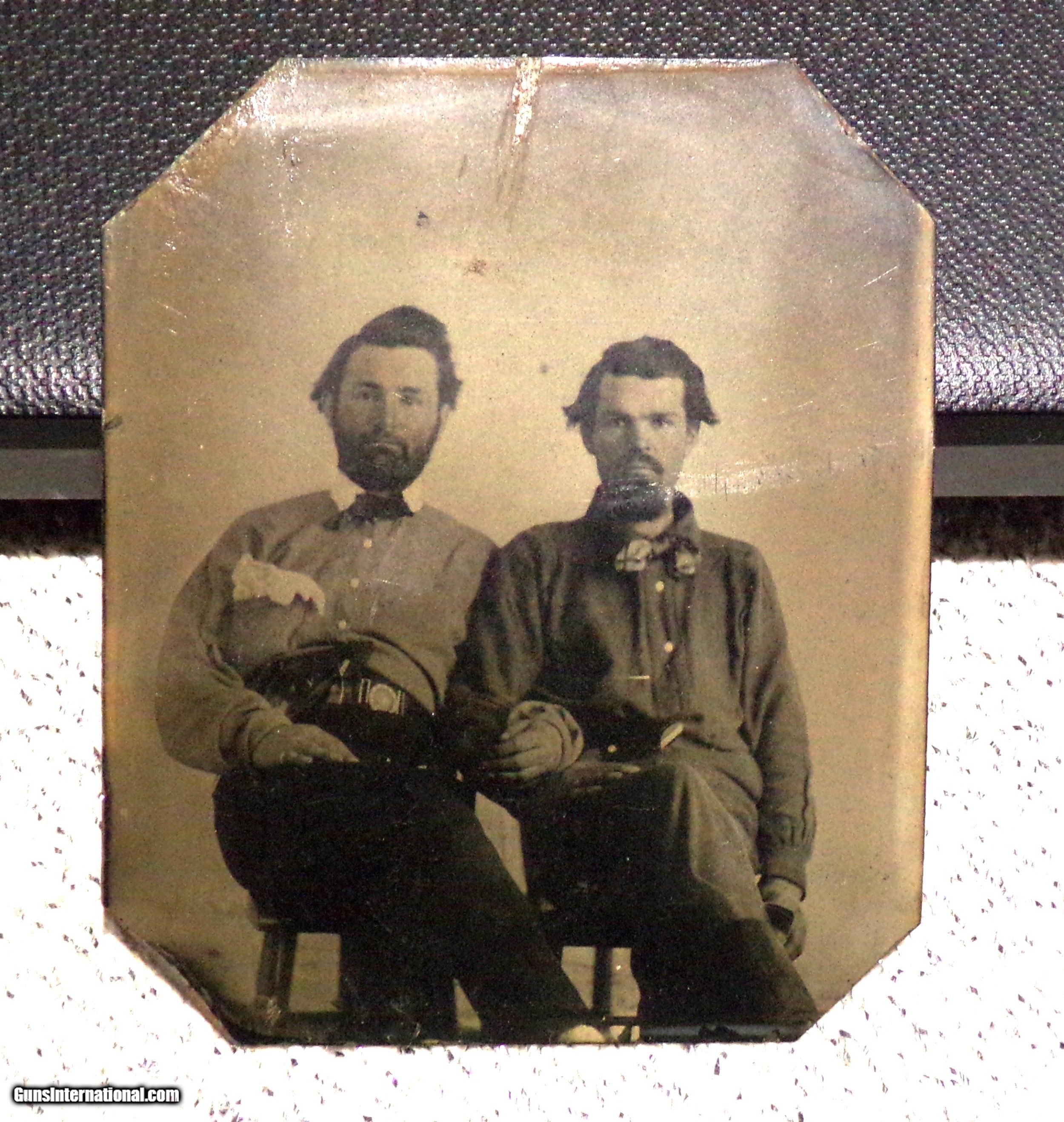6th plate tintype of two armed Confederate soldiers