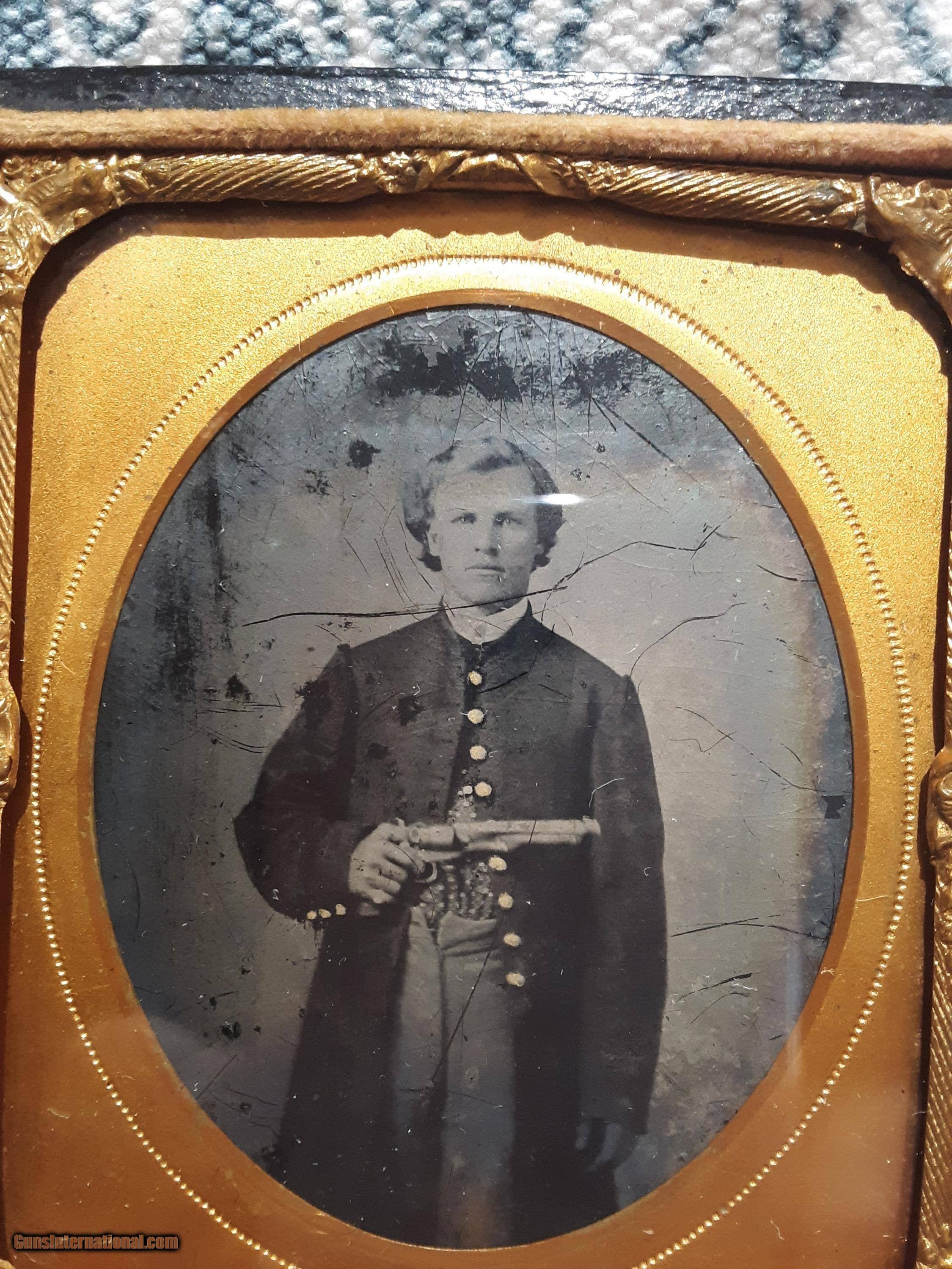 sixth plate tintype of armed Yank