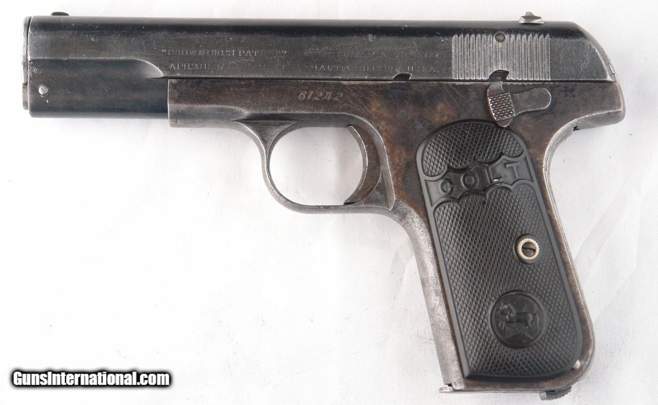EARLY COLT 1ST TYPE MODEL 1903 HAMMERLESS .32 ACP POCKET SEMI-AUTO ...