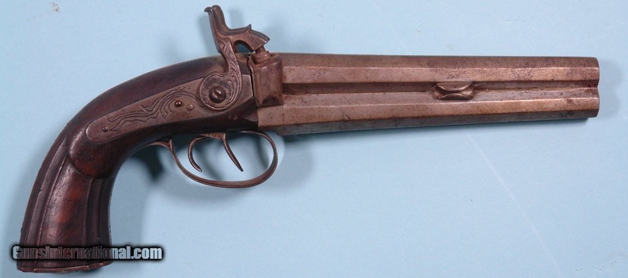 FRENCH PERCUSSION OVER/UNDER OCTAGON .45 CAL. BELT PISTOL FOR THE OTTOMAN TRADE CA. 1860’S-80’S.