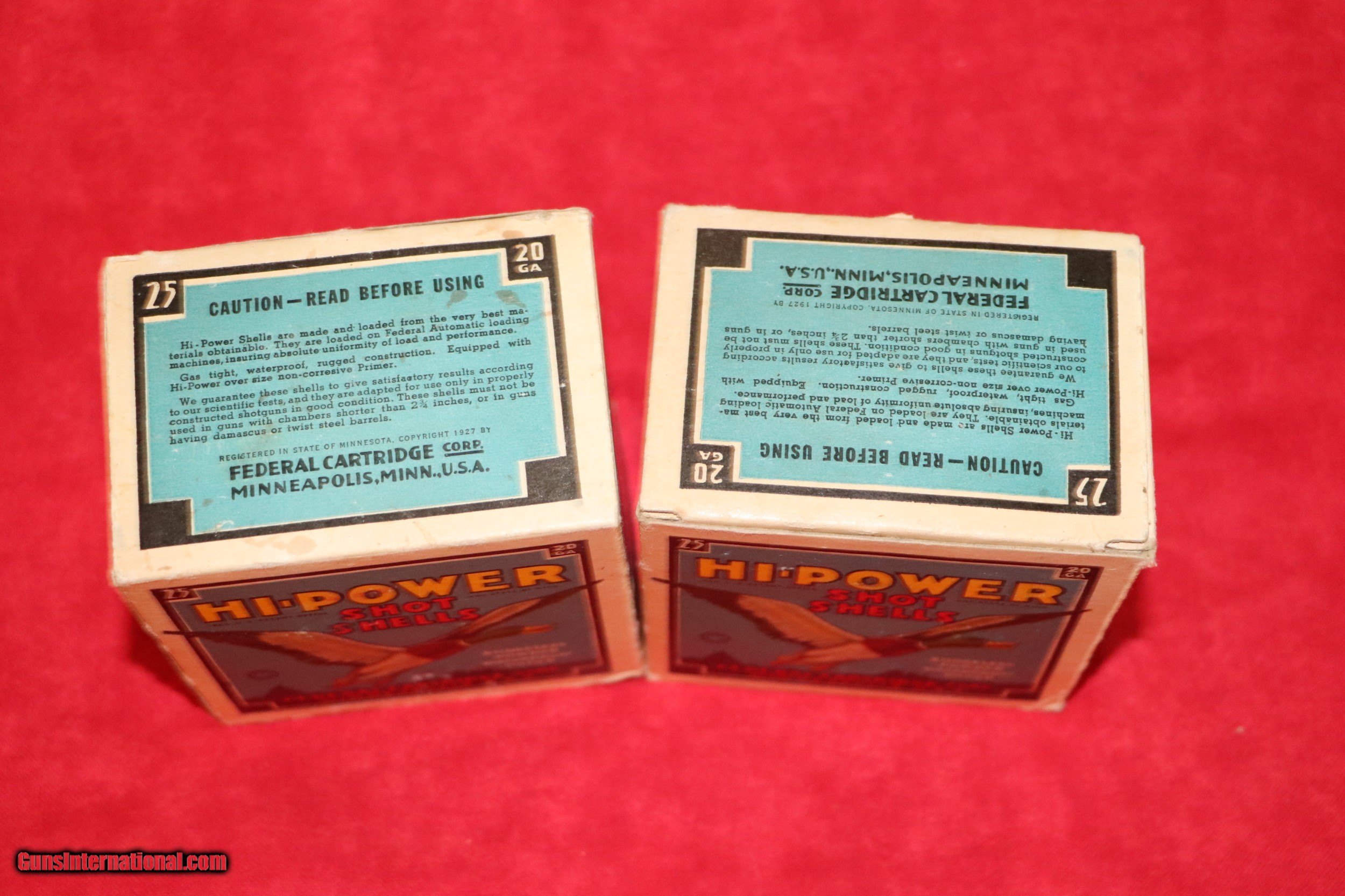 Federal High Power 20 Ga. 2-3/4" Shot Shells - 2 Full Correct Boxes