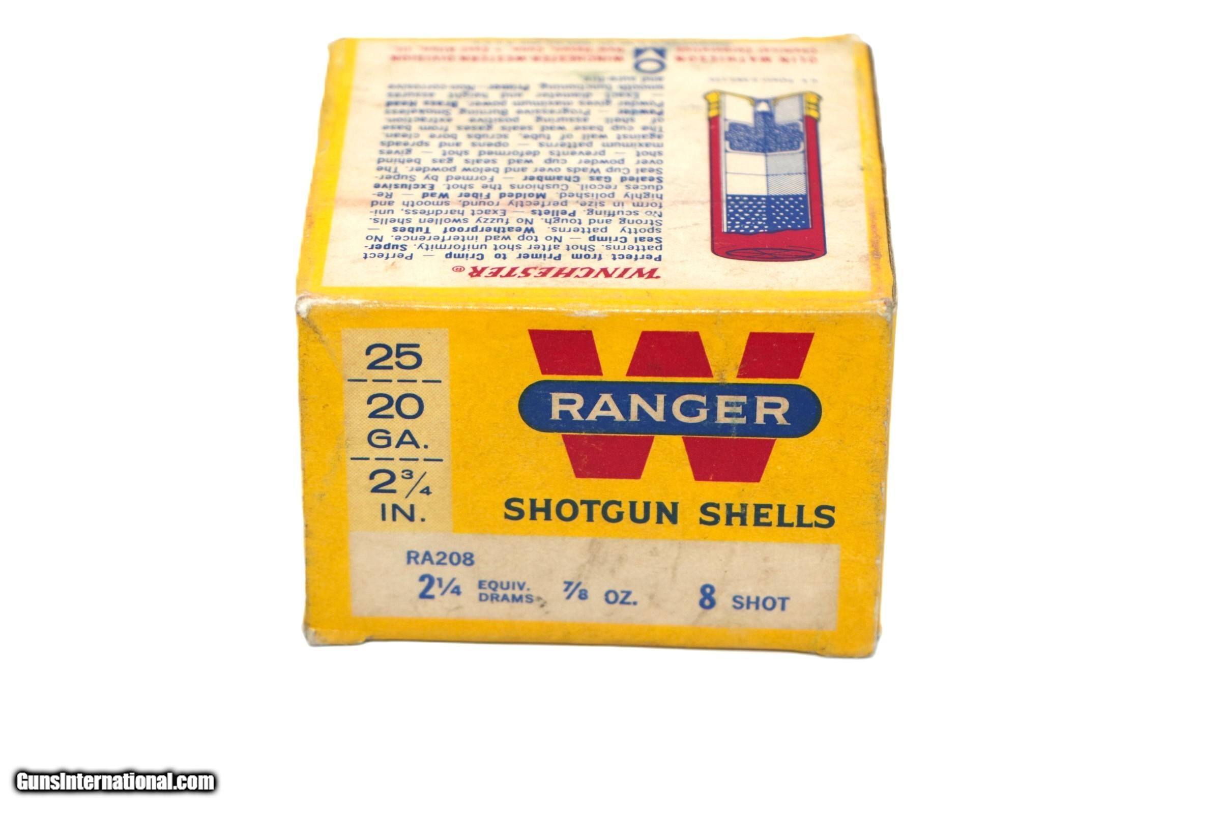 Winchester Ranger 20 Gauge Size 8 Shot Shells - 25 rounds