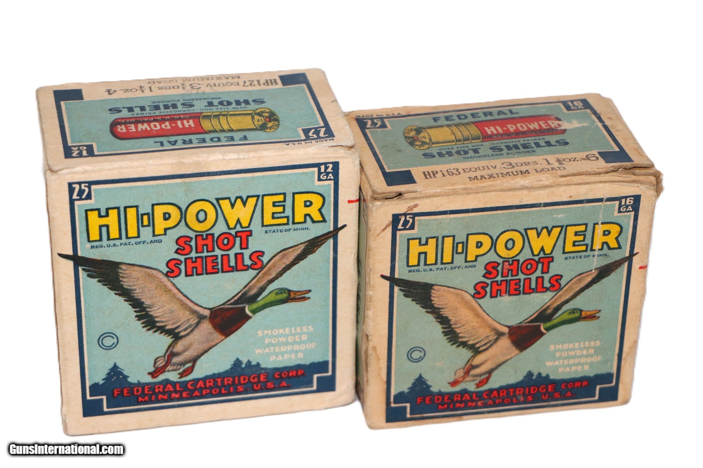 Federal Hi-Power 12 & 16 Gauge Vintage Shot Shell Boxes - 50 Rounds