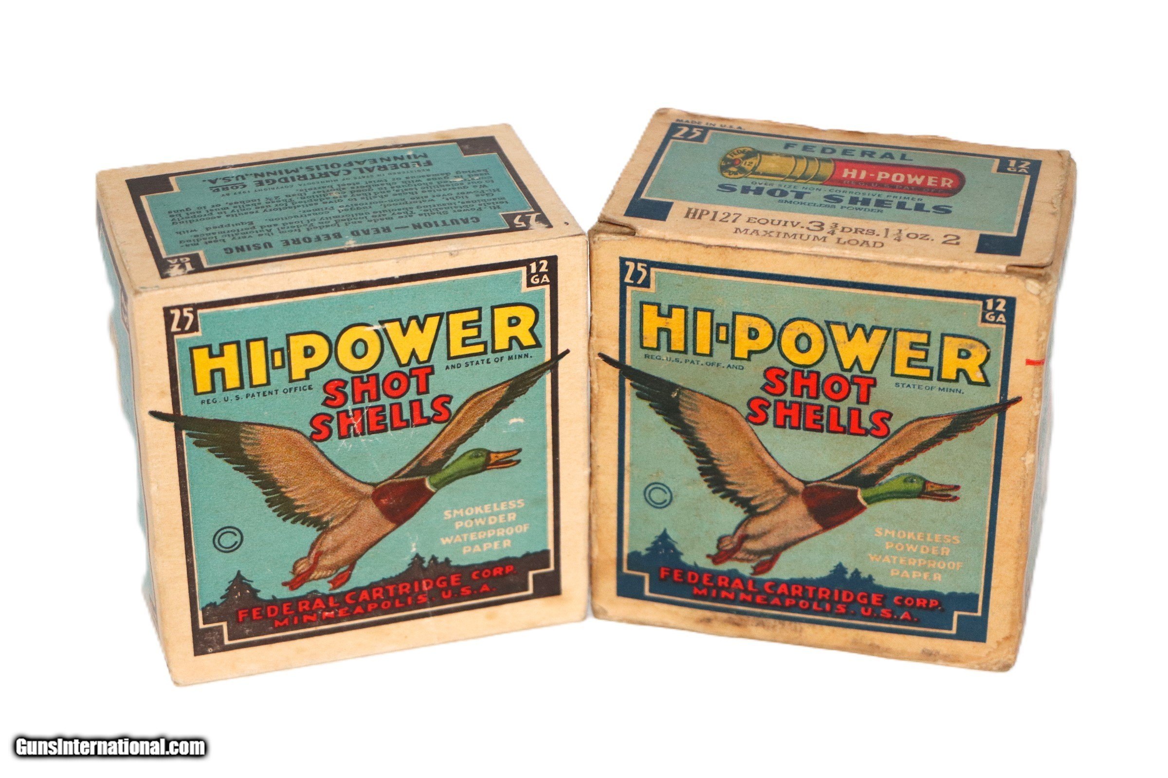 Federal Hi-Power 12 Gauge Vintage Shot Shell Boxes - 50 Rounds