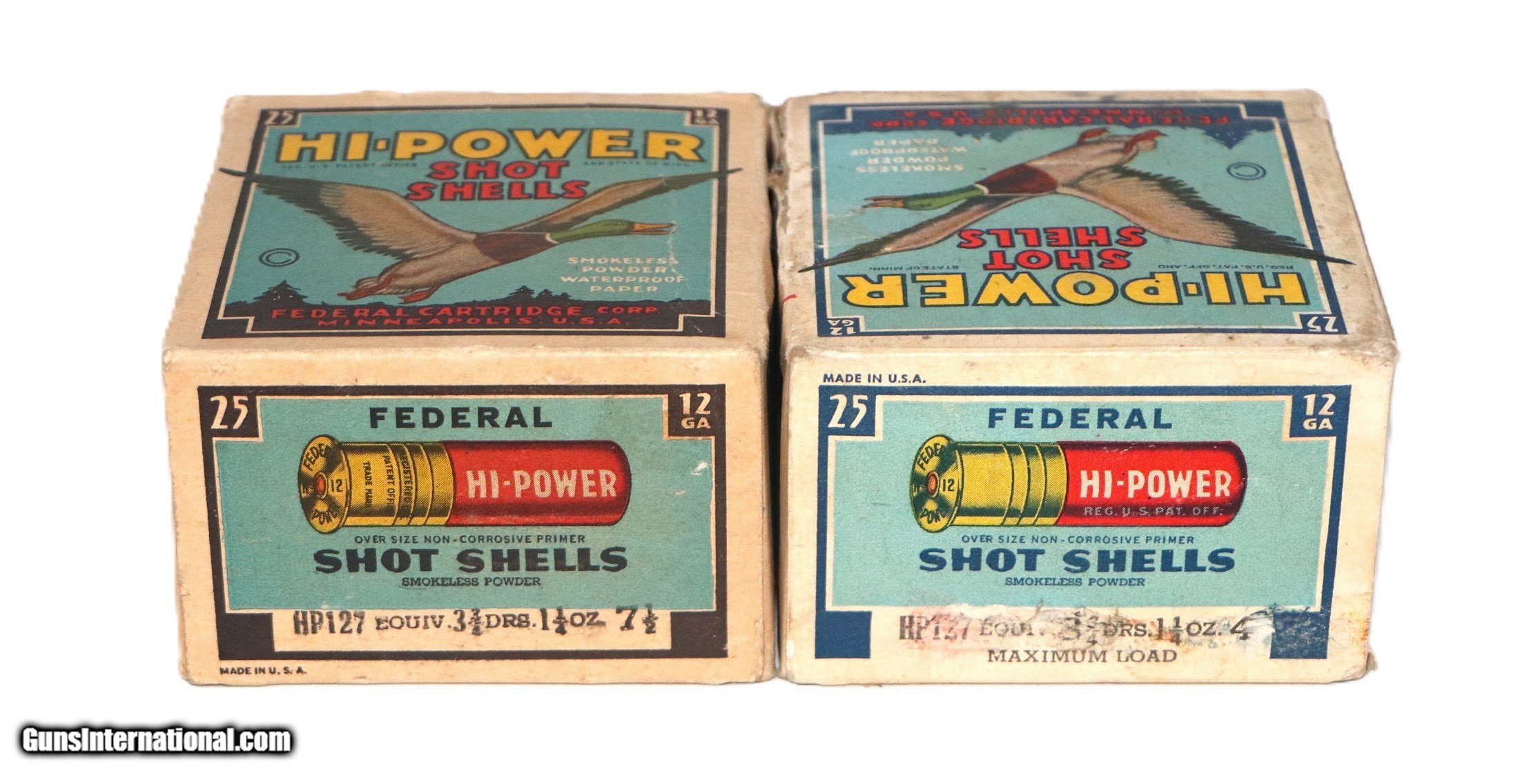 Federal Hi-Power 12 Gauge Vintage Shot Shell Boxes - 50 Rounds