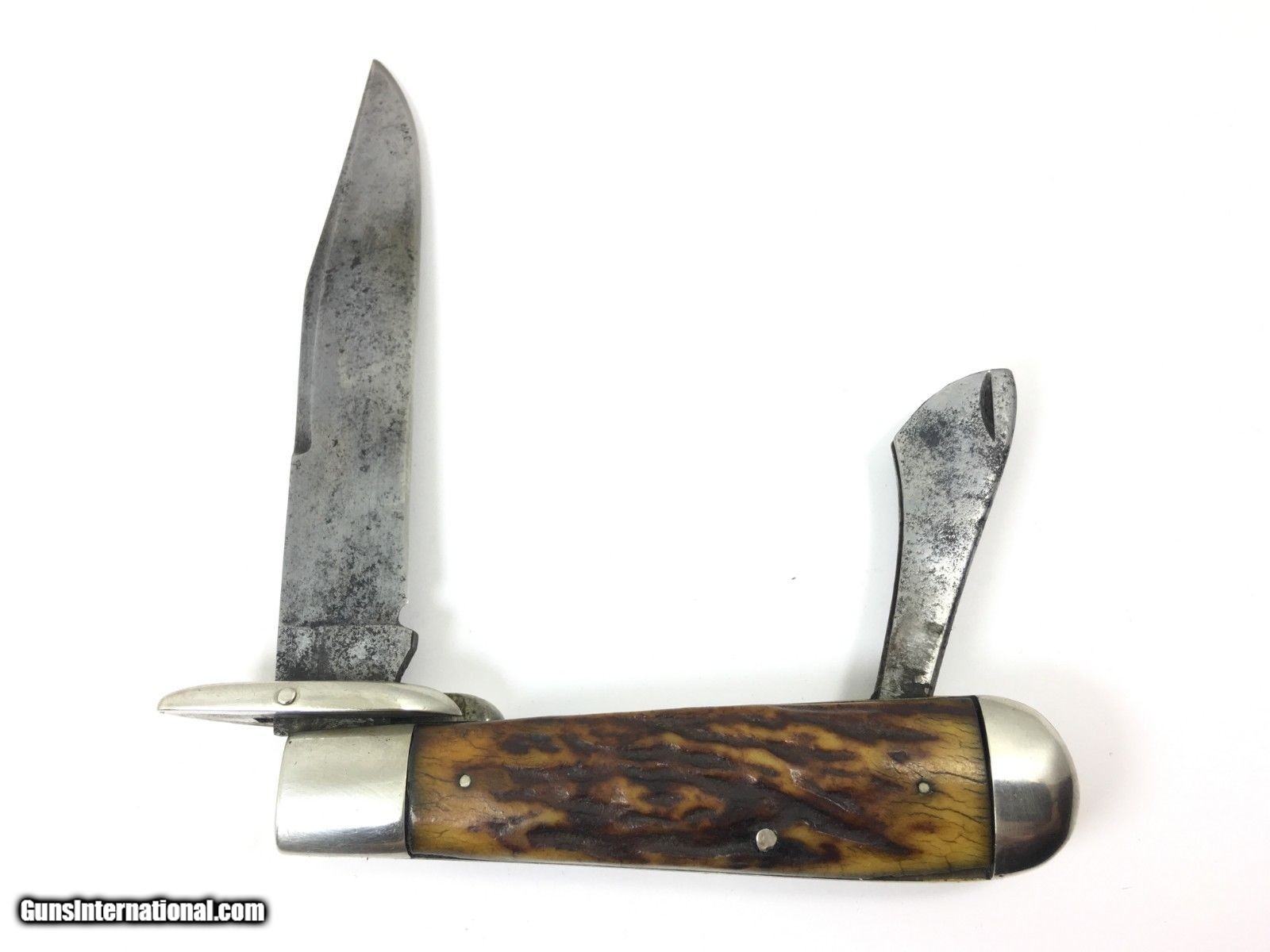 1914-1935 Marbles Safety Folding Hunter Knife STAG + Original Sheath