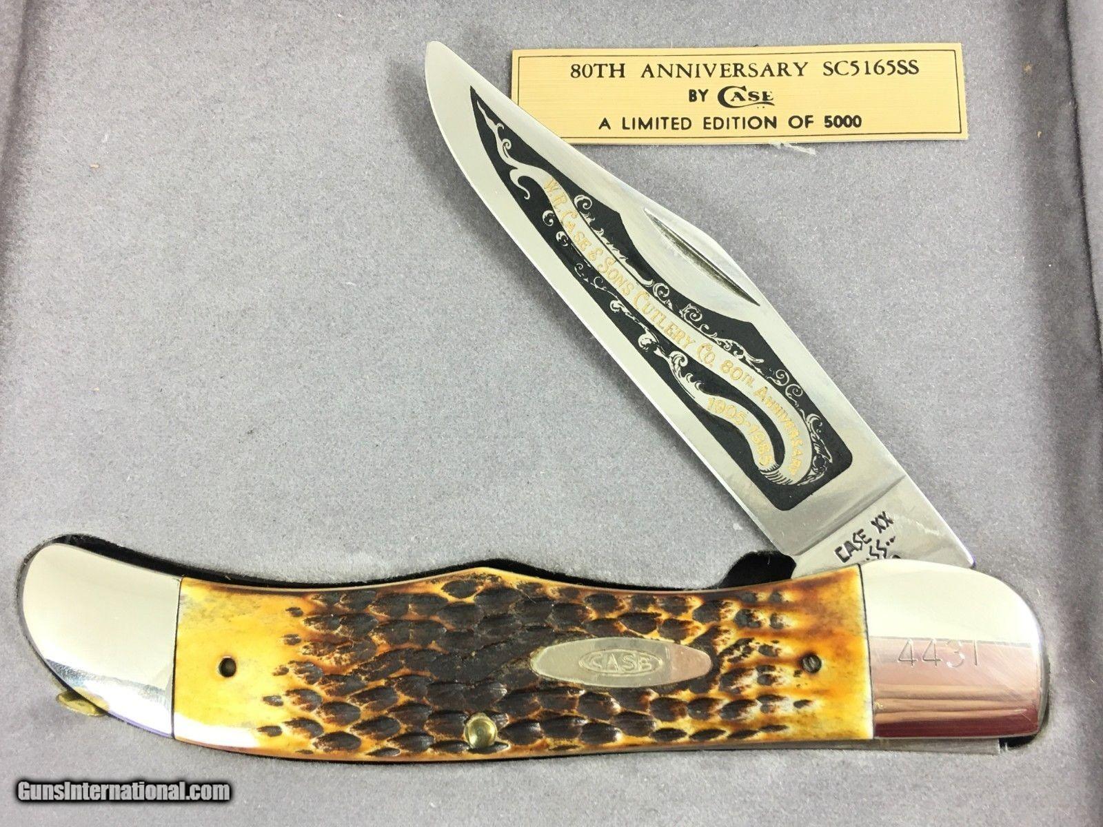 1985 Case XX Hunter Knife STAG 5166 SS 80th Anniversary Limited Edition ...