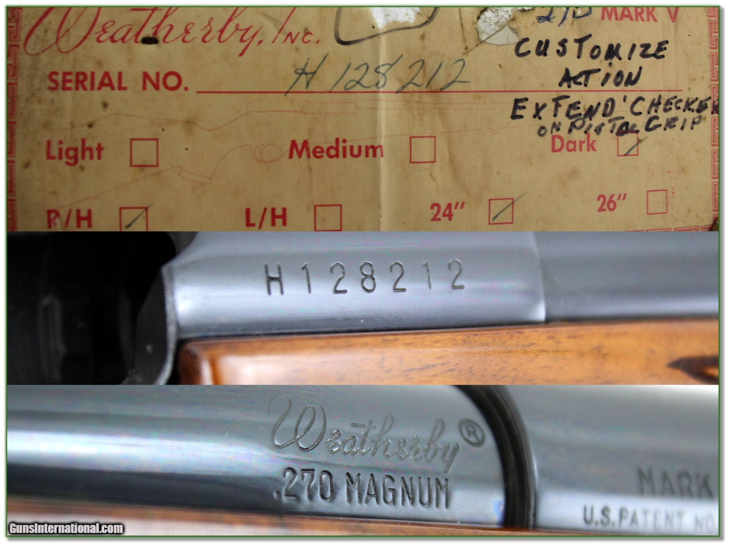 Weatherby Mark V Custom Shop 270 Wth Crown engraved floorplate NIB