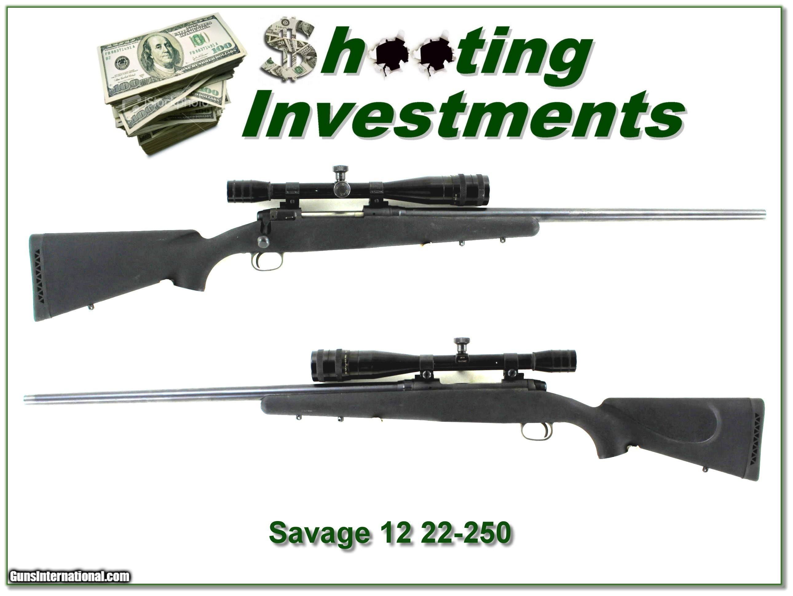 Savage 112 Varmint 22-250 single shot with vintage 16 X Redfield target ...