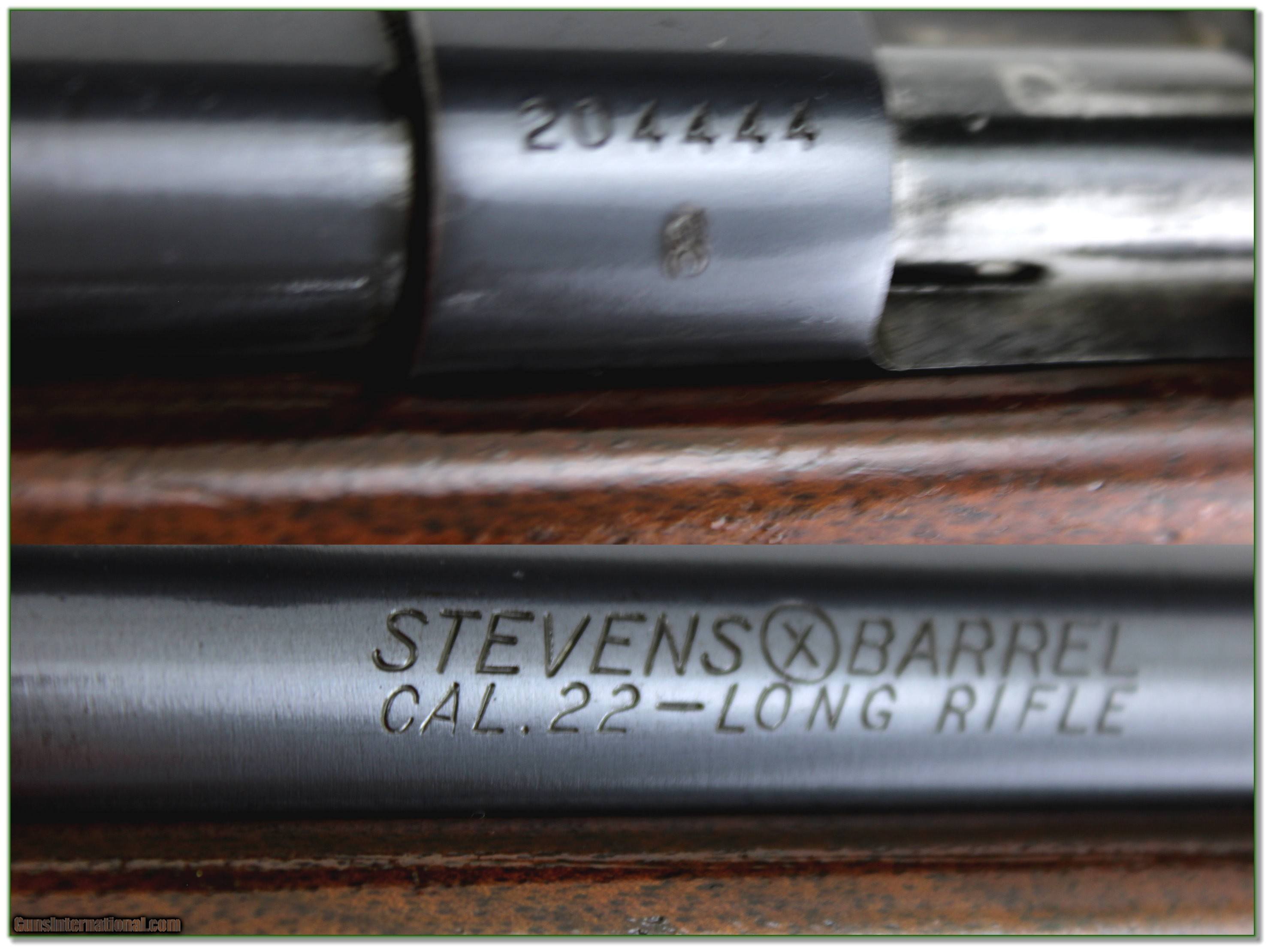 Vintage Stevens 416 Bolt Action Target 22 LR with 10X Unertl scope for sale