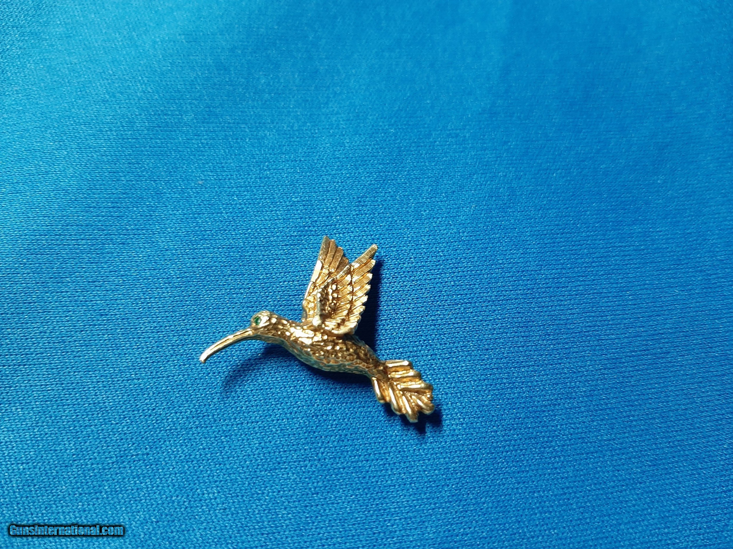 Vintage Hummingbird Pin 18K Gold