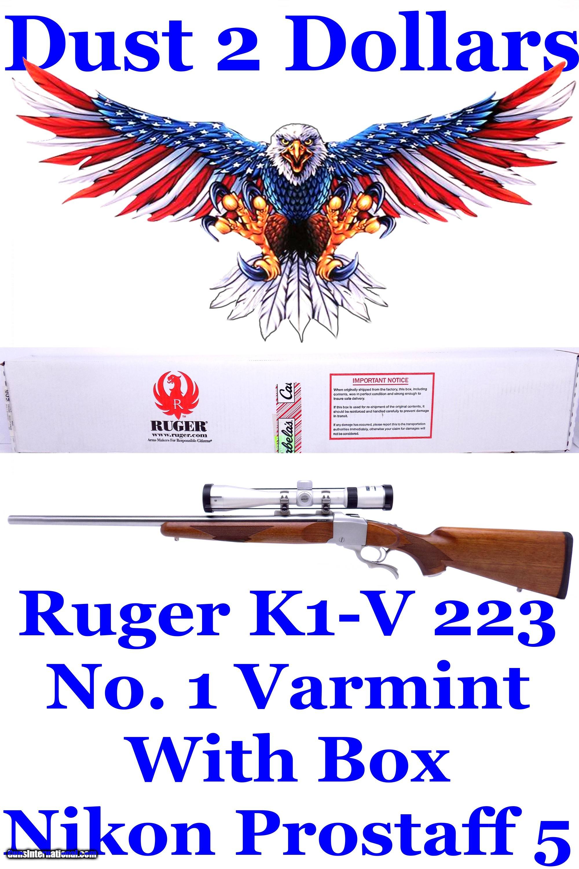 NICE Ruger No 1 K1-V Stainless Varmint Single Shot Rifle .223 Remington ...
